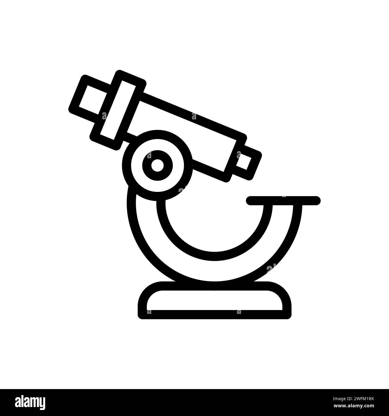 Vector black line icon laboratory microscope isolated on white ...