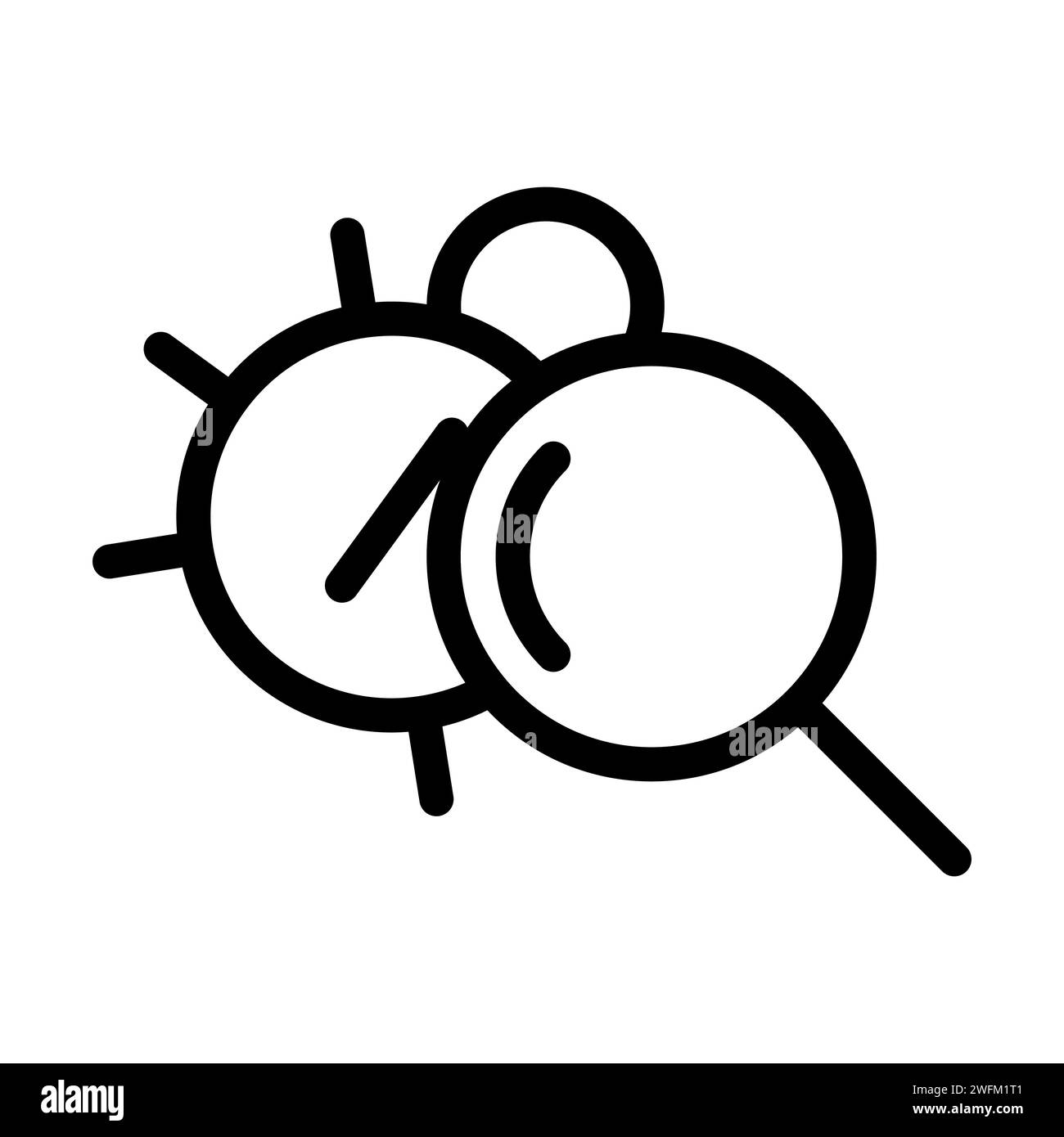 Vector black line icon find a bug in the code isolated on white ...