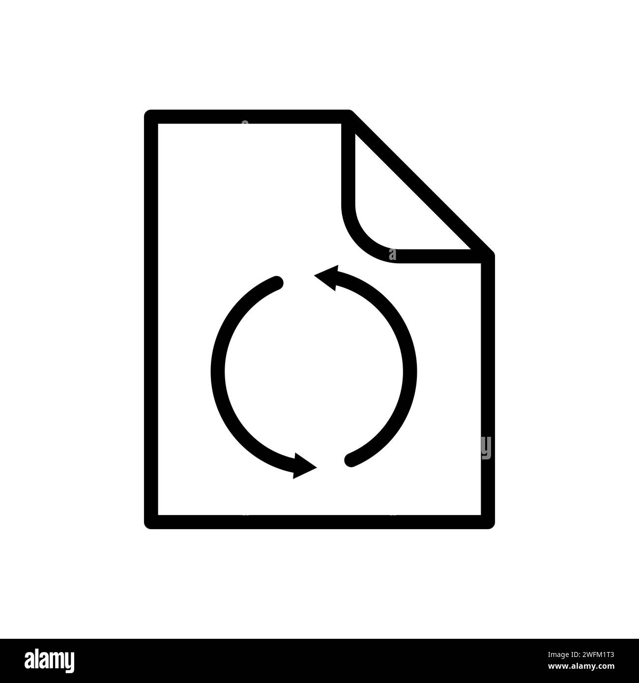 Vector black line icon update file isolated on white background Stock ...