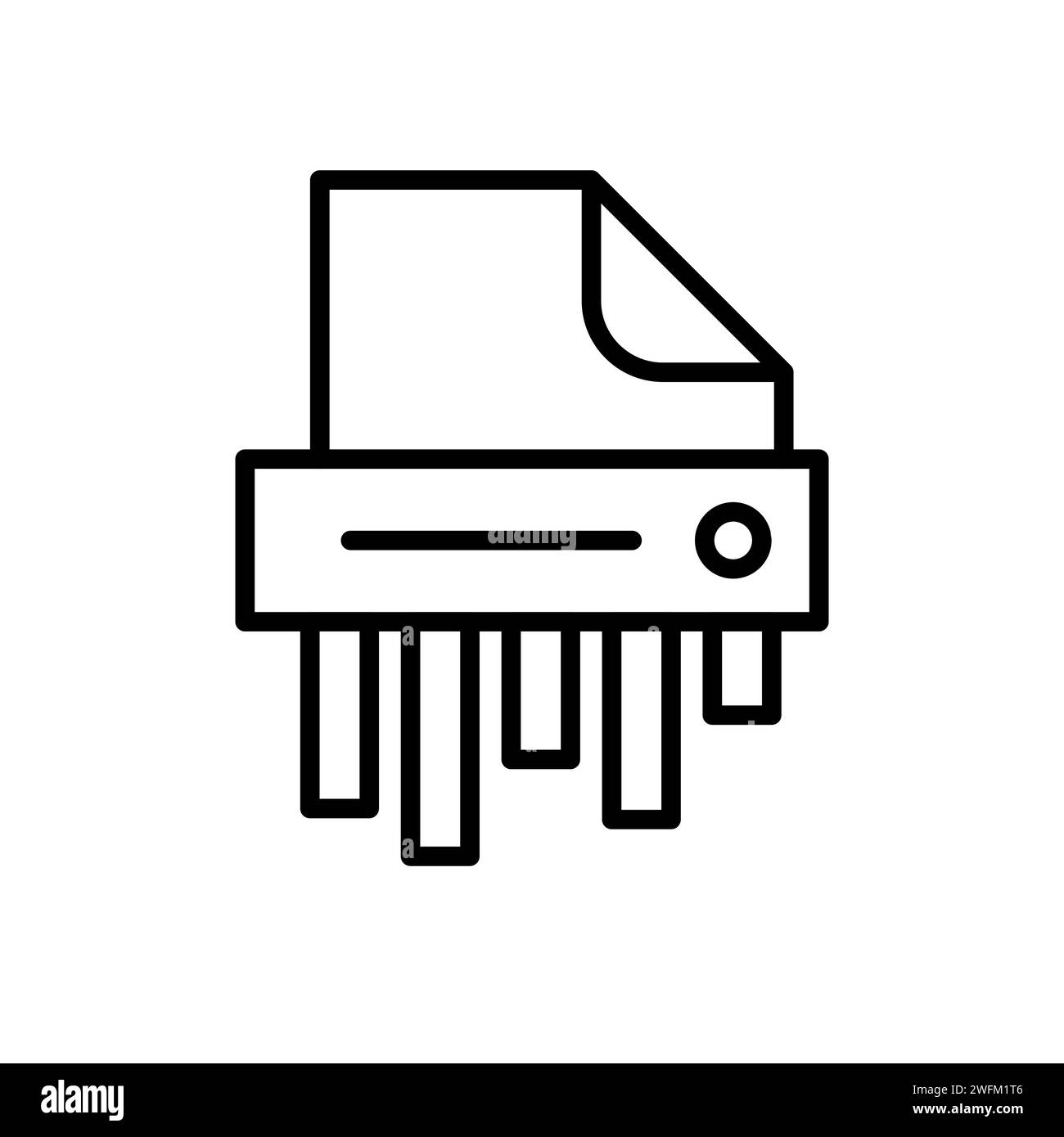 Vector black line icon file shredder isolated on white background Stock ...