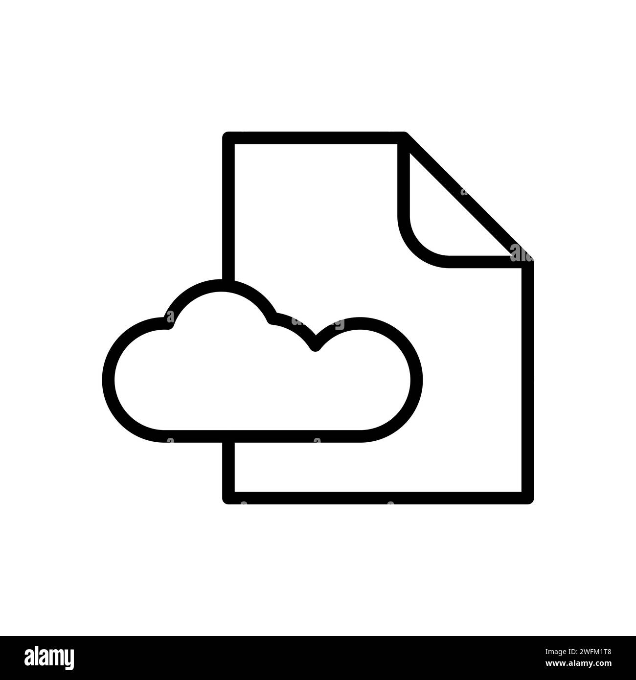 Vector black line icon remote file in the cloud isolated on white ...