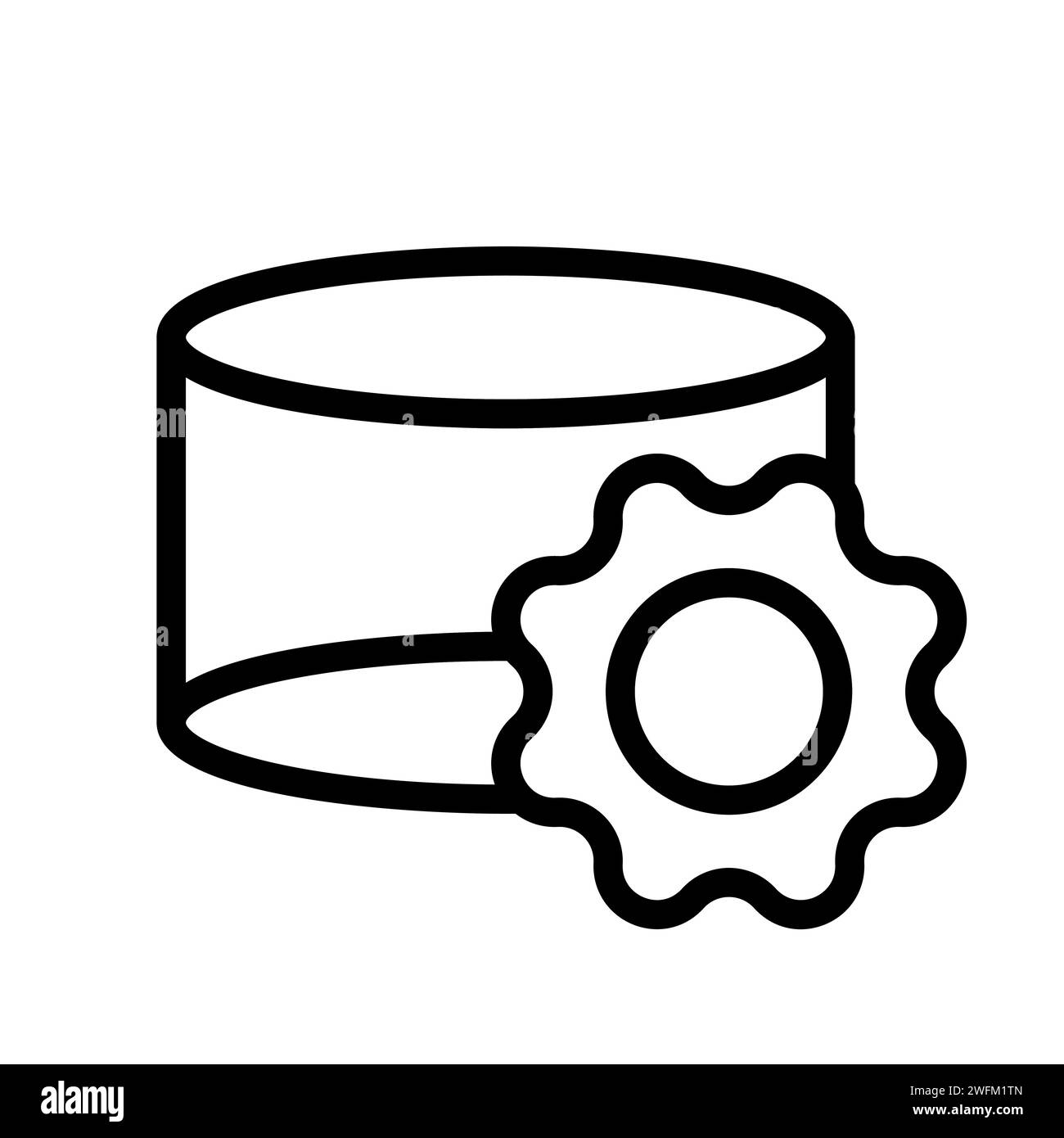 Vector black line icon database settings isolated on white background ...