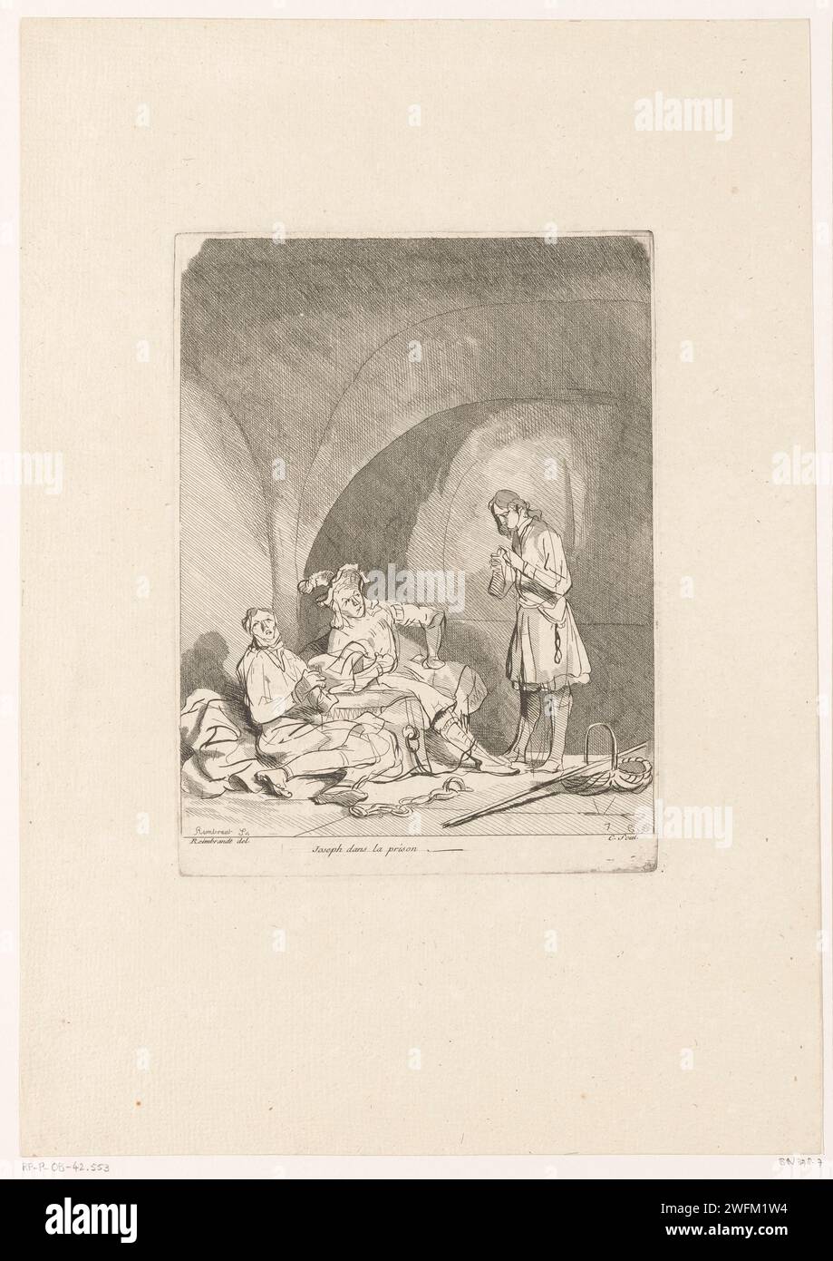 Jozef in prison, Anne Claude Philippe Caylus, After Rembrandt van Rijn ...