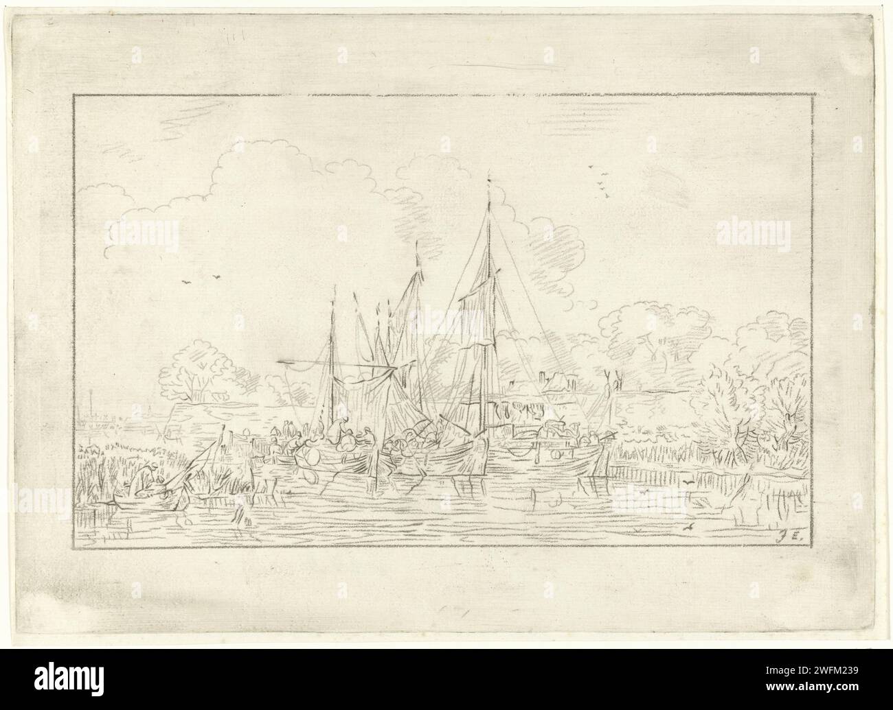 River face, Cornelis Ploos van Amstel, after Jacob Esselens, 1771 ...