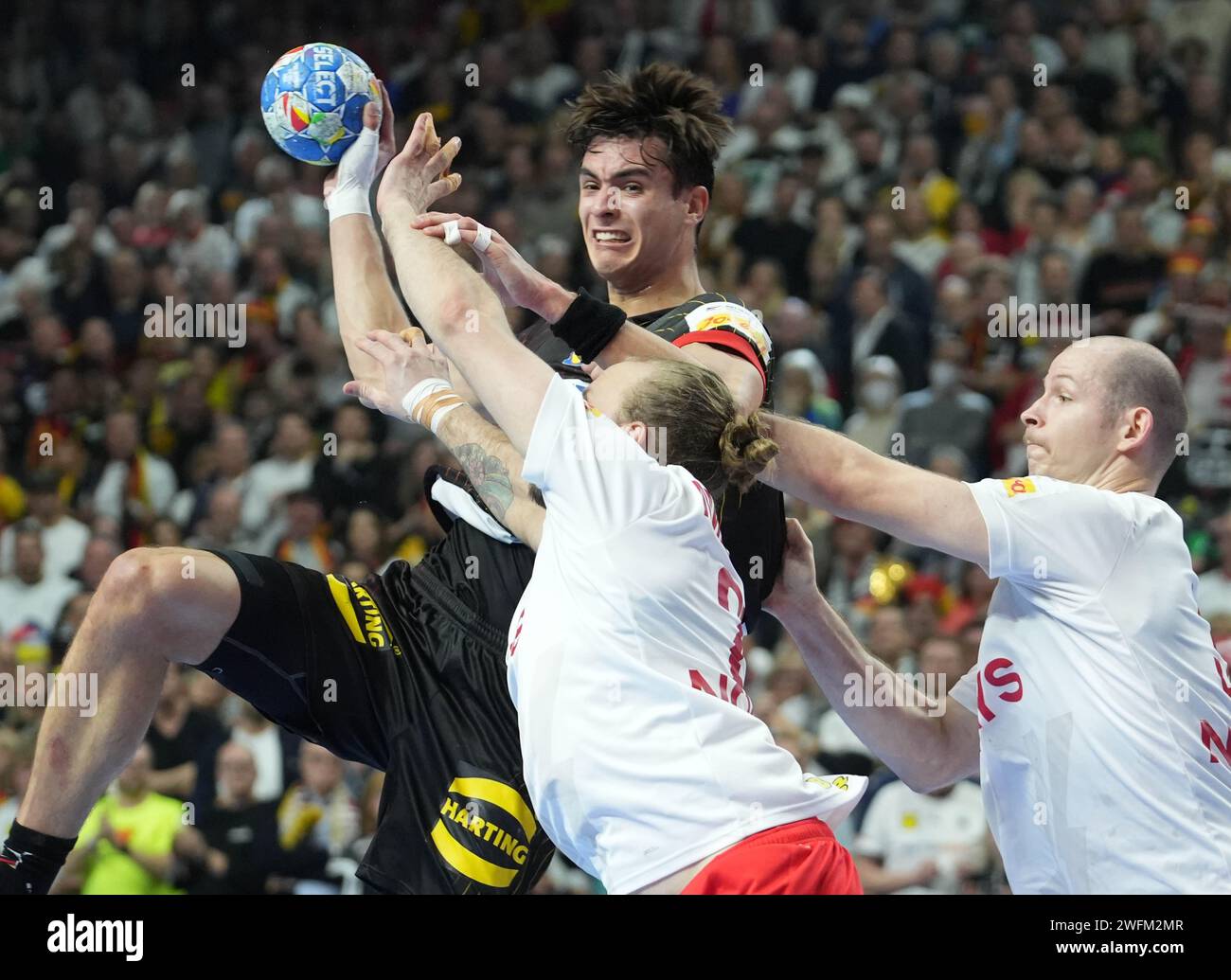 during the Men's EHF Euro 2024, Semi Finals handball match between ...