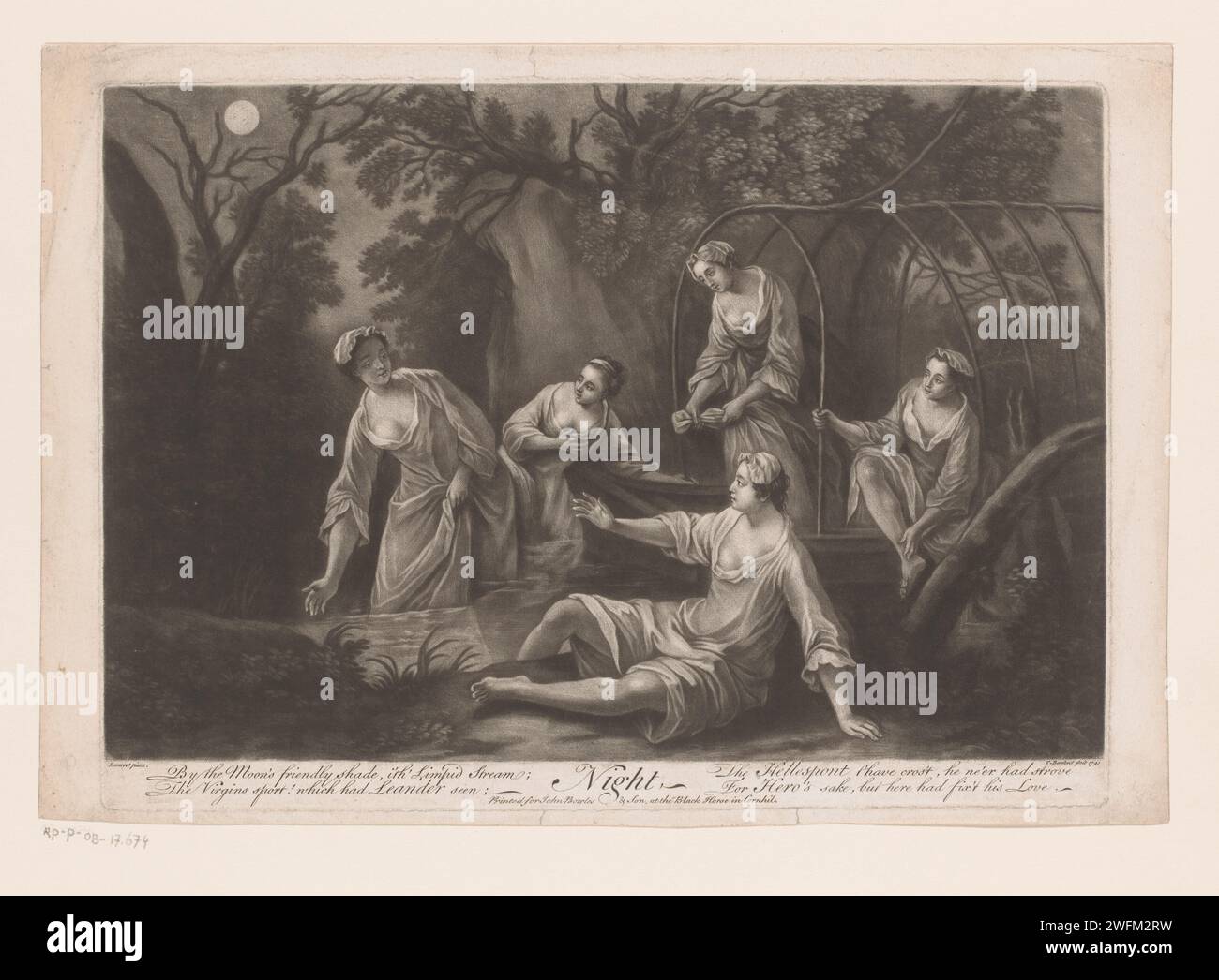 Five women at a source at night, Thomas Burford, After Nicolas Lancet ...