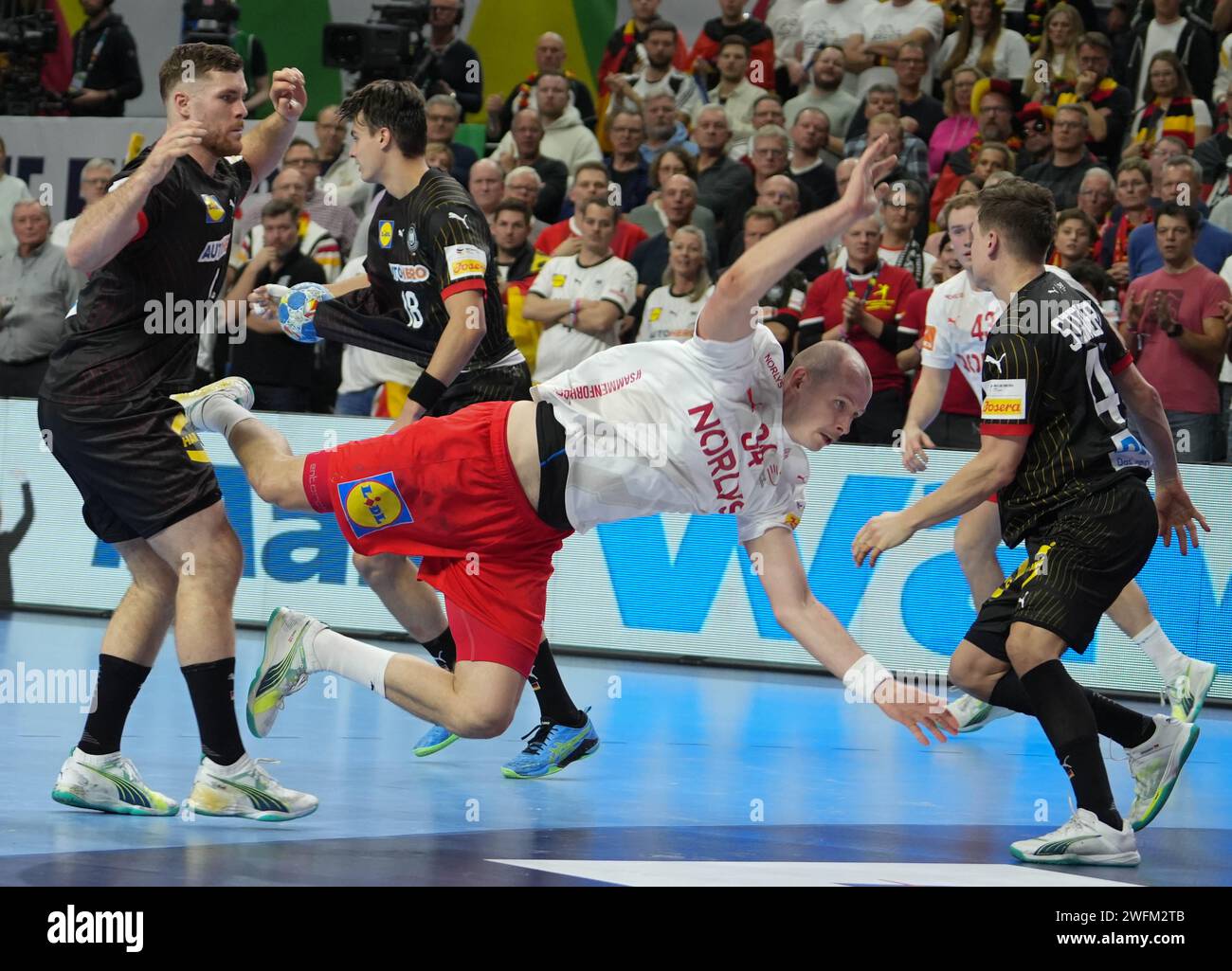 during the Men's EHF Euro 2024, Semi Finals handball match between ...