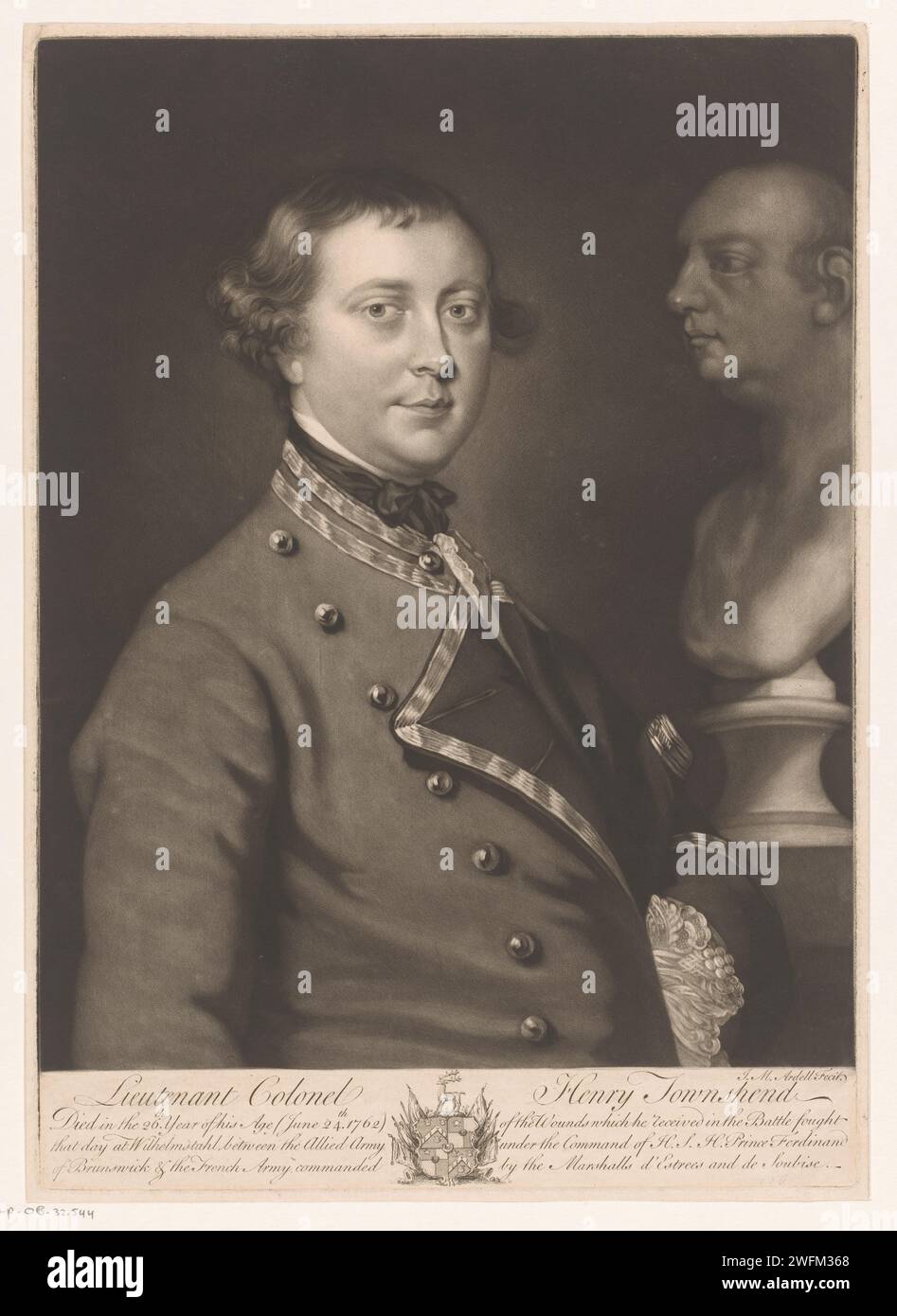 Portret van Henry Townshend, James McArdell, after Joshua Reynolds, 1762 - 1765 print On the ...