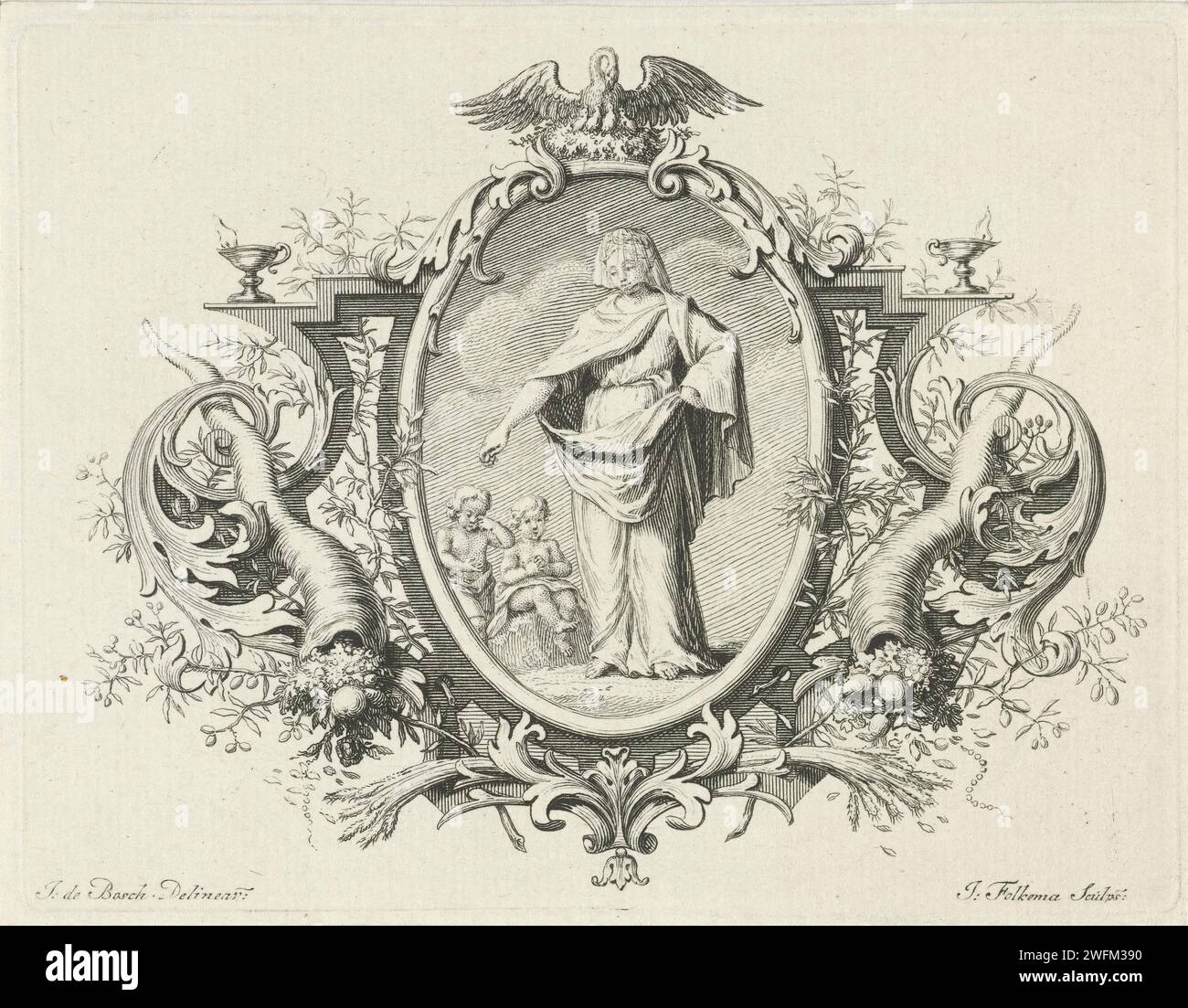 Vignette with the personification of mildness, Jacob Folkema, After ...