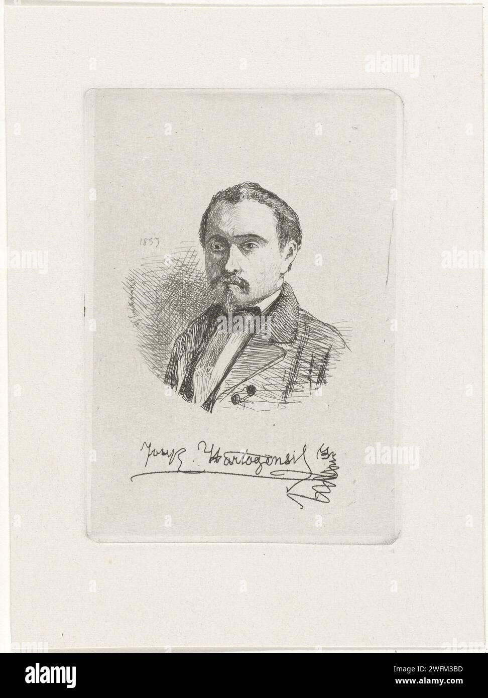 Self -portrait of Joseph Hartogensis, Joseph Hartogensis, 1857 print ...