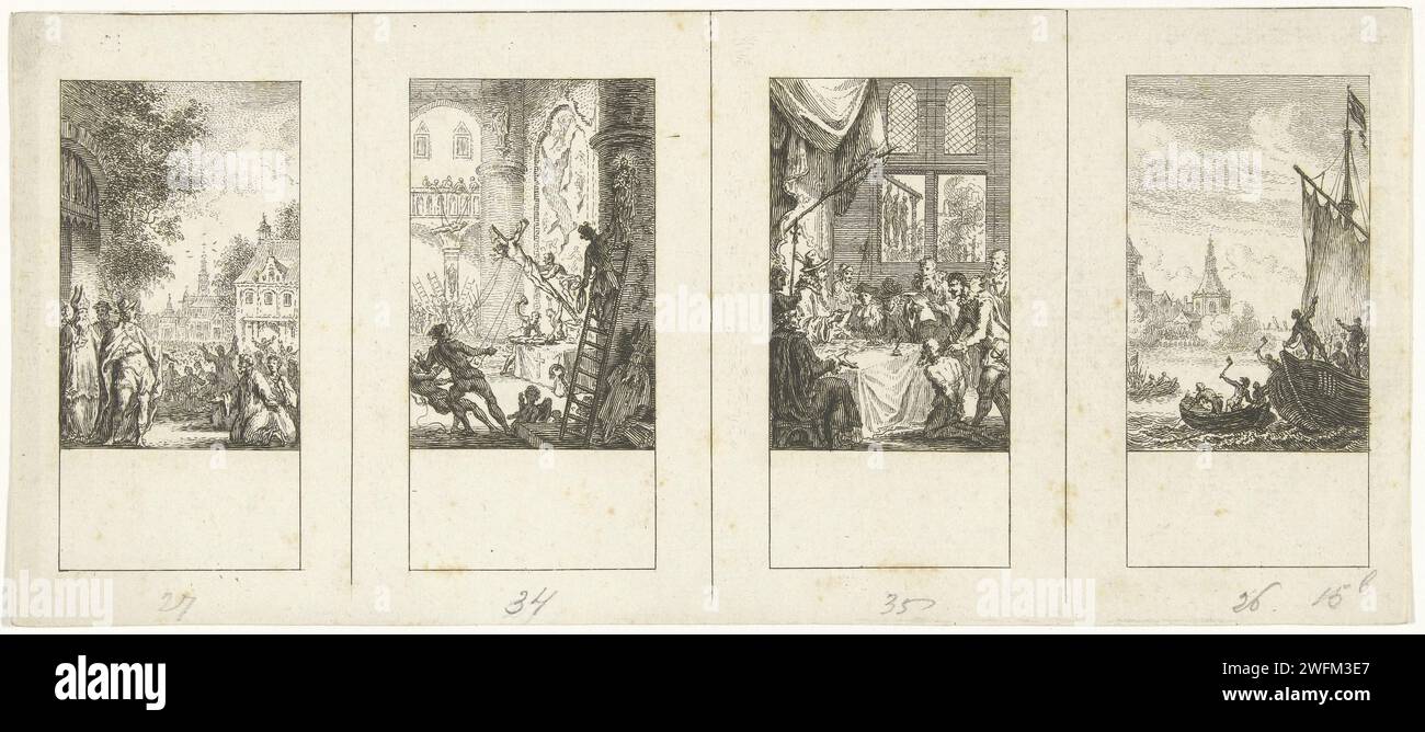 Four episodes from national history, Simon Fokke, 1722 - 1784 print ...