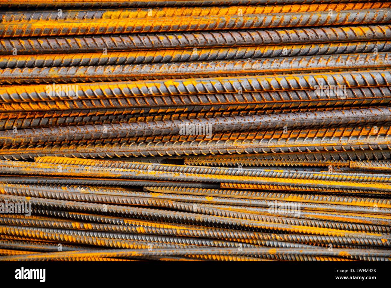 Rusty Iron rods specially prepared to be used in concrete in ...