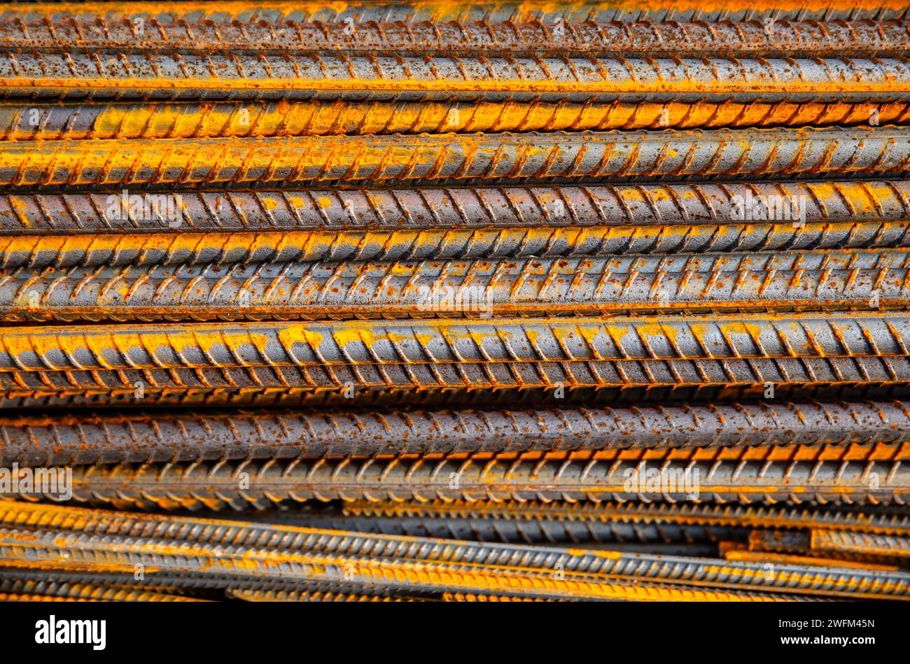 Rusty Iron rods specially prepared to be used in concrete in ...