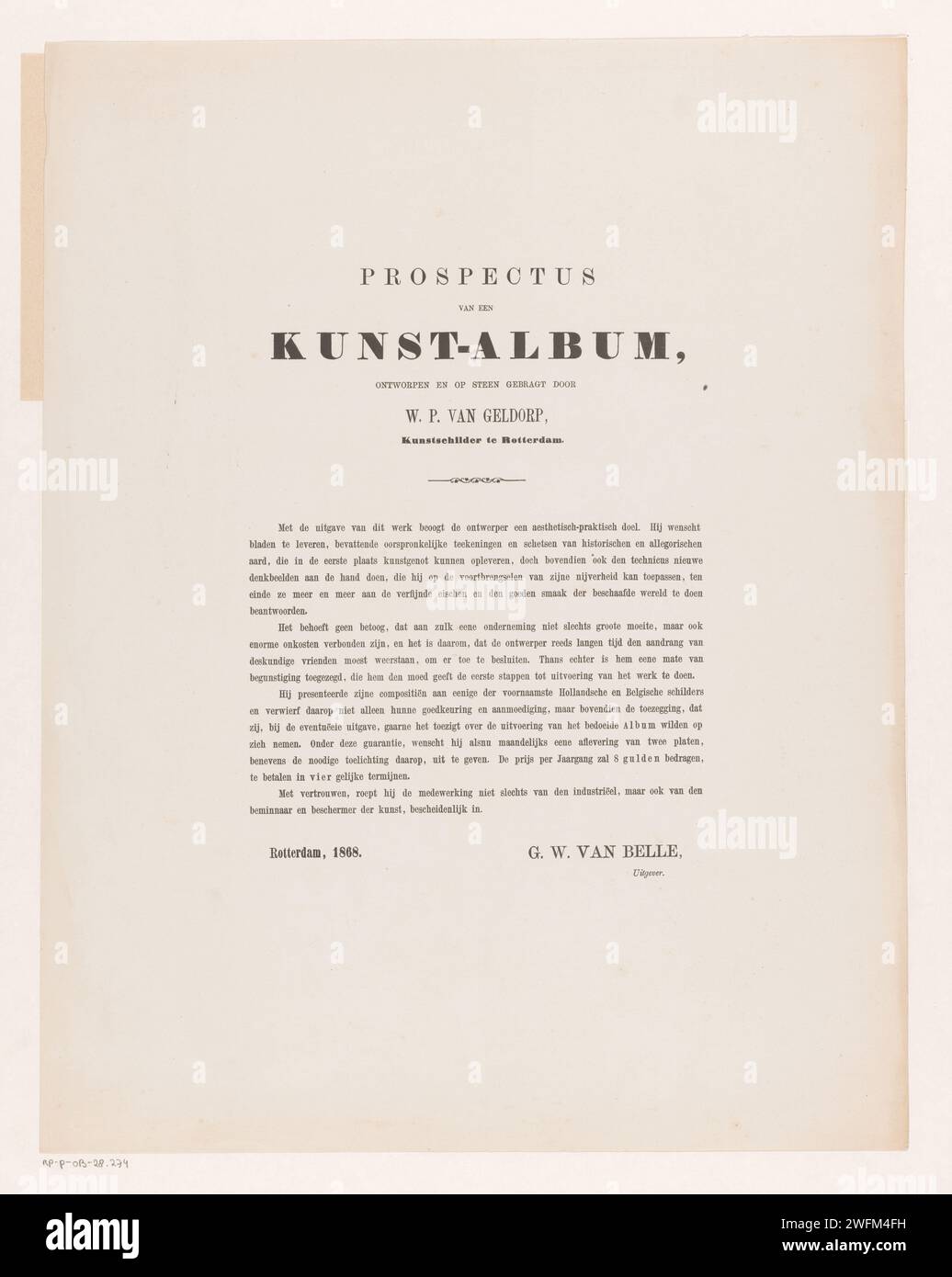 Prospectus of an art album, Wilhelmus Petrus van Geldorp, 1868 print ...