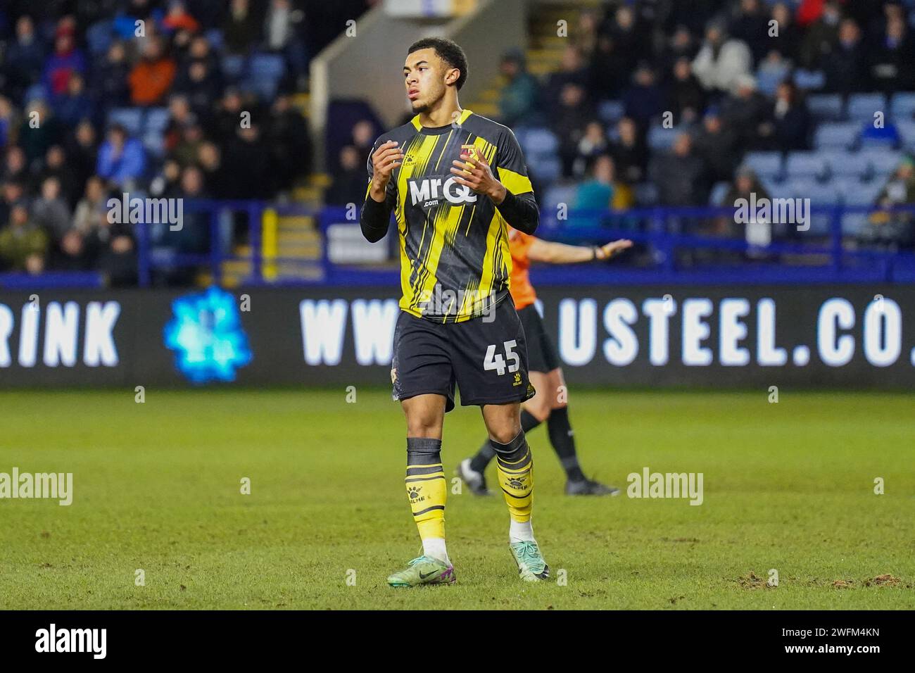 Sheffield, UK. 31st Jan, 2024. Watford defender Ryan Andrews (45) during the Sheffield Wednesday ...