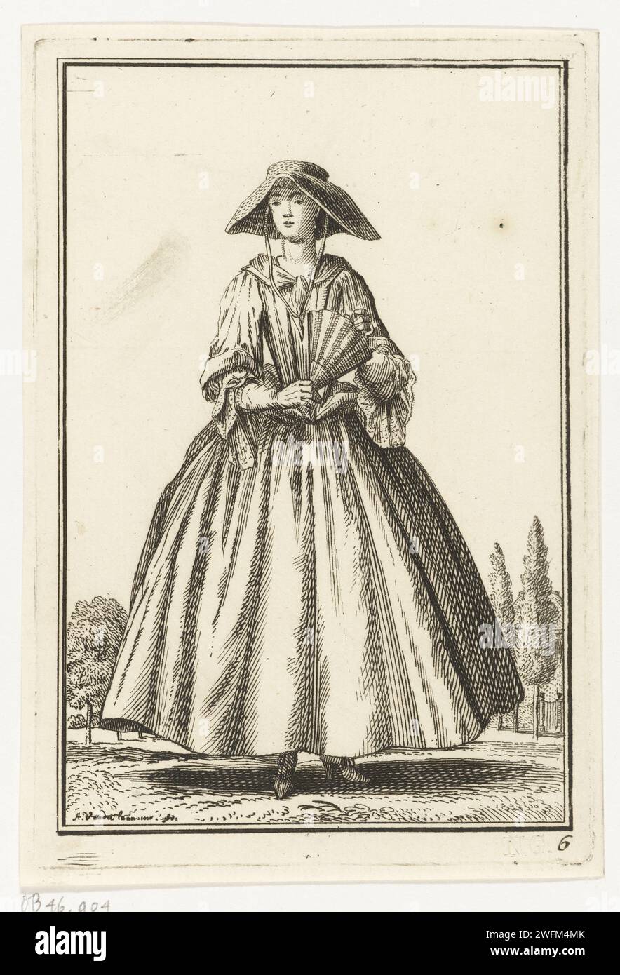 Woman with hat and fan, Adolf van der Laan, c. 1710 - 1755 Woman in a ...