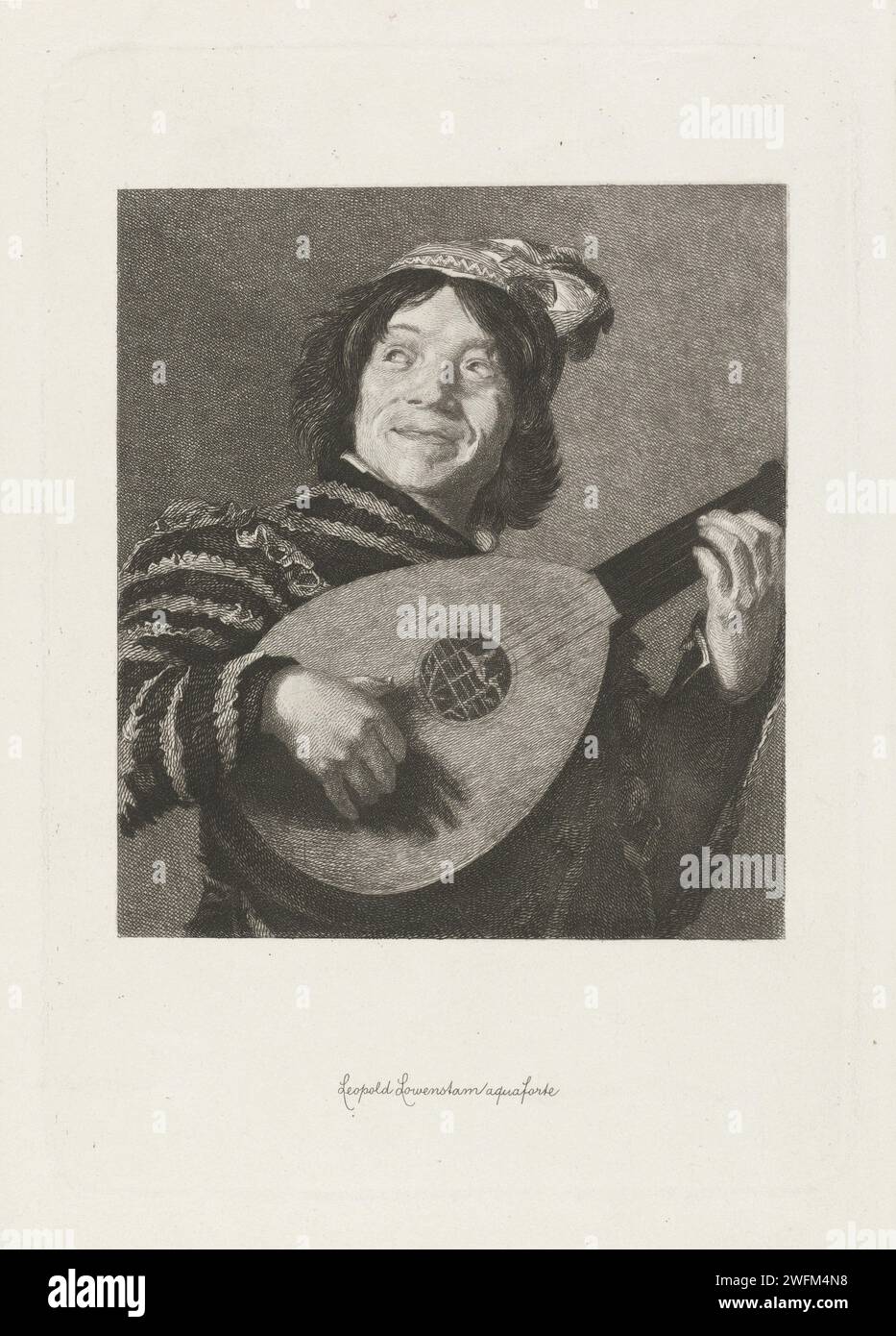 Luit player, Leopold Löwenstam, after Frans Hals, 1852 - 1898 print ...