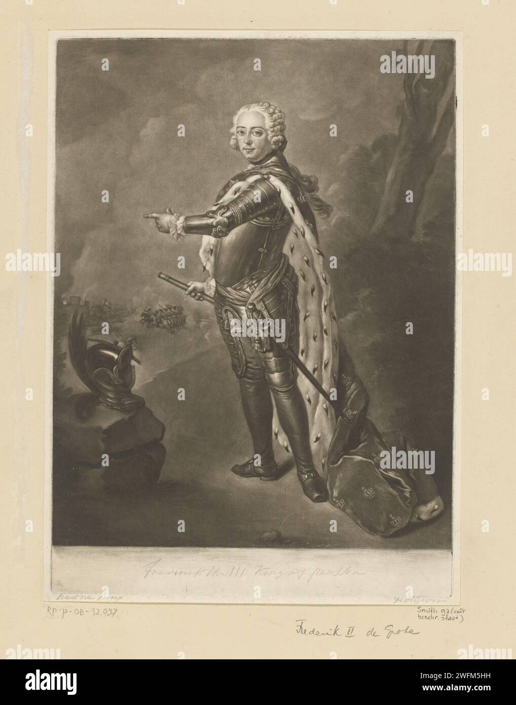 Portrait of Frederik de Grote, Richard Houston, After Antoine Pesne ...