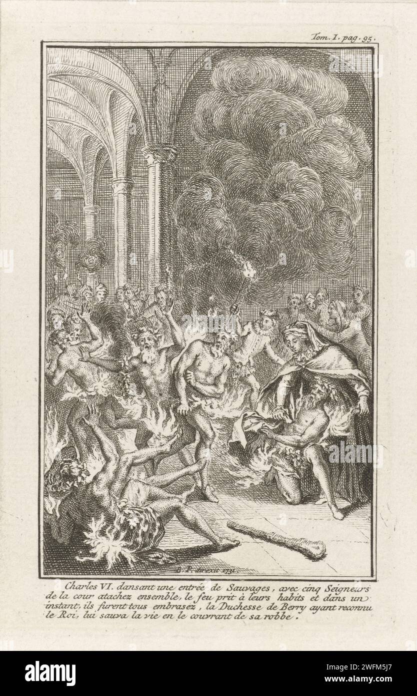Bal des Ardents, Bernard Picart (Workshop of), 1731 print King Charles ...