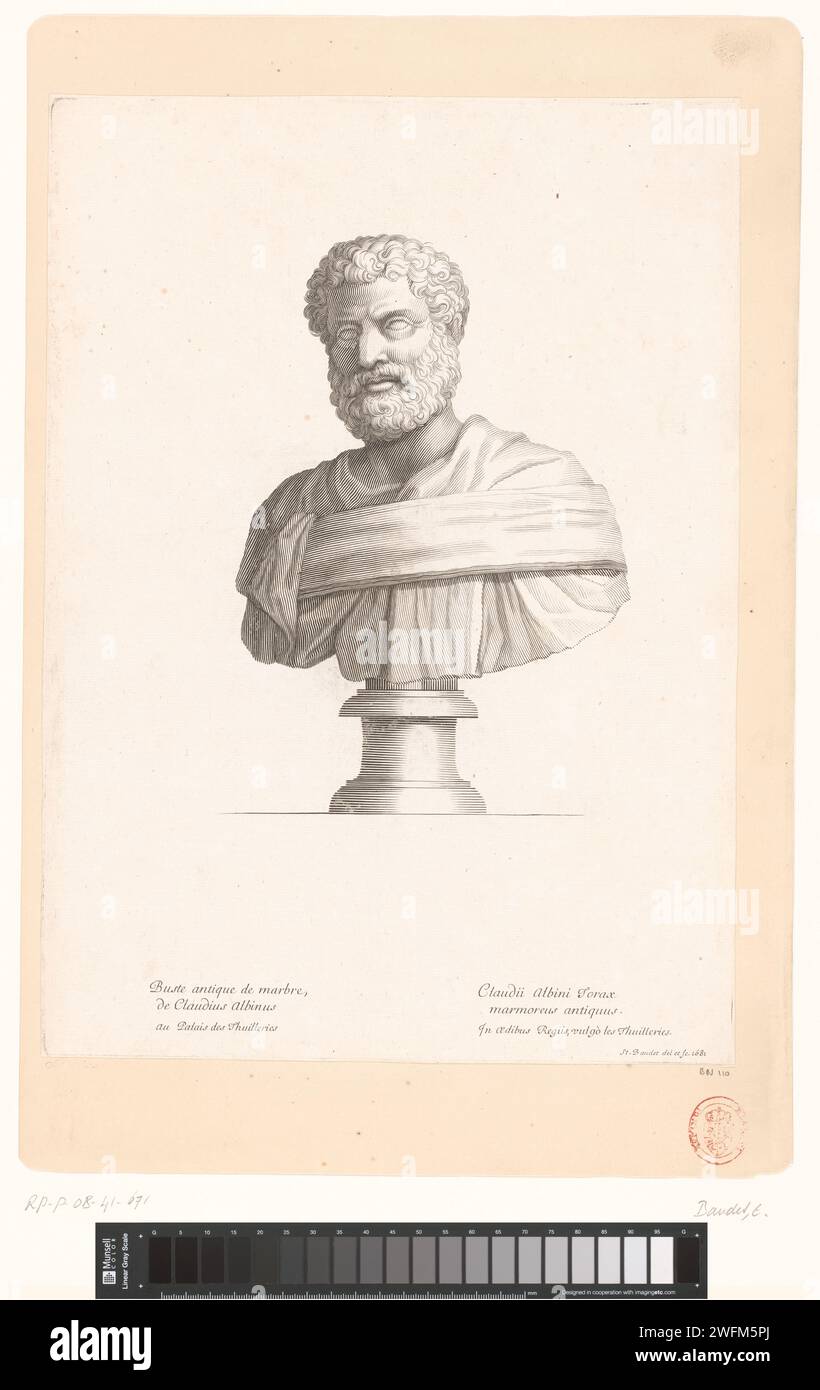 Antieke Buste Van Clodius Albinus, Etienne Baudet, 1681 print France ...