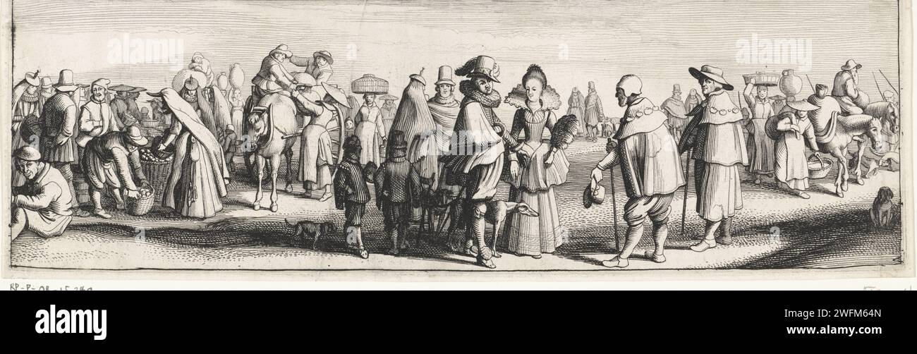 Elegant pair and two pilgrims in the foreground, Jan van de Velde (II ...