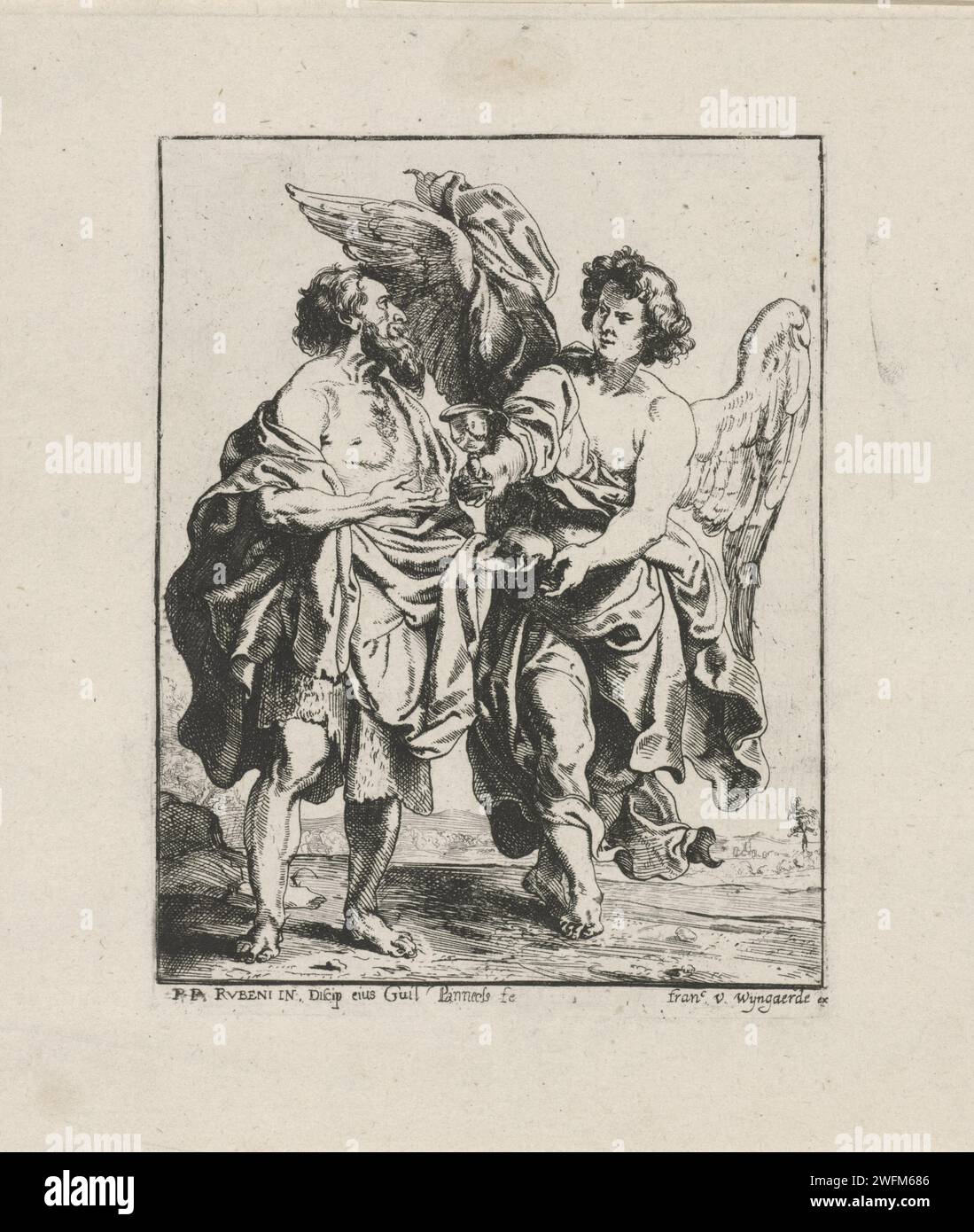 Elia visited by an angel, Willem Panneels, after Peter Paul Rubens, c ...