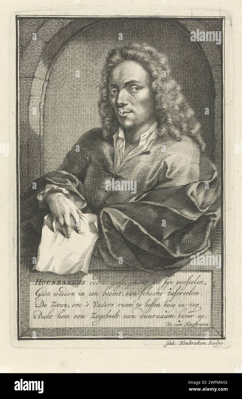 Portrait of Arnold Houbraken, Jacob Houbraken, 1718 print Amsterdam ...