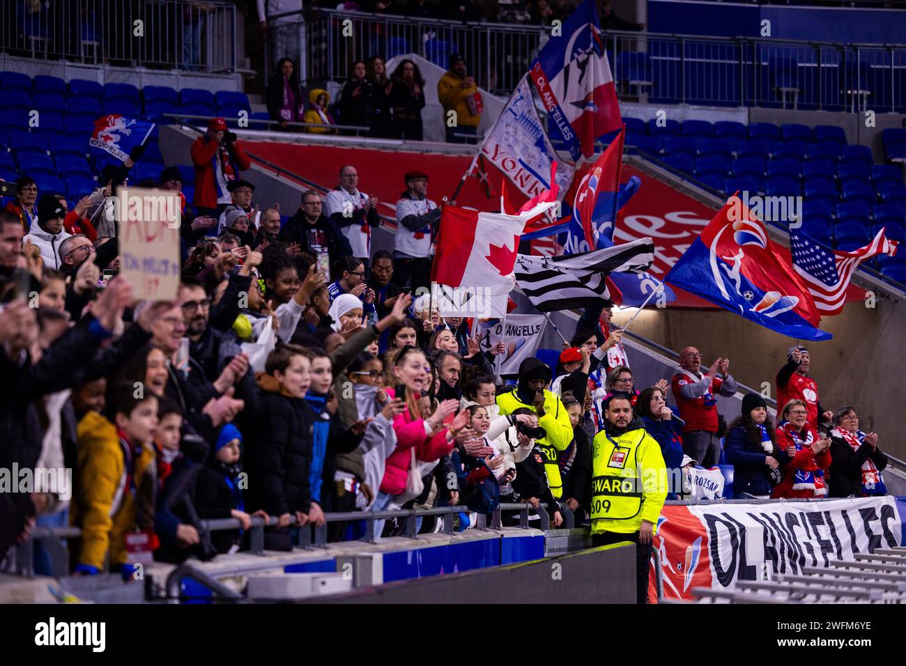 France. 31st Jan, 2024. Olympique Lyonnais fans after the UEFA Women's ...