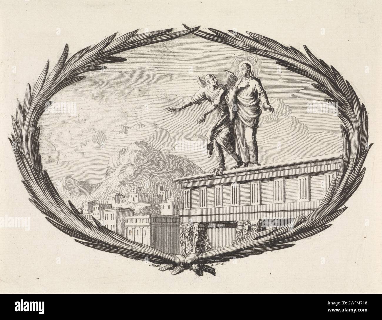 Take of Christ by the Devil on the Temple, Jan Luyken, 1700 print A ...