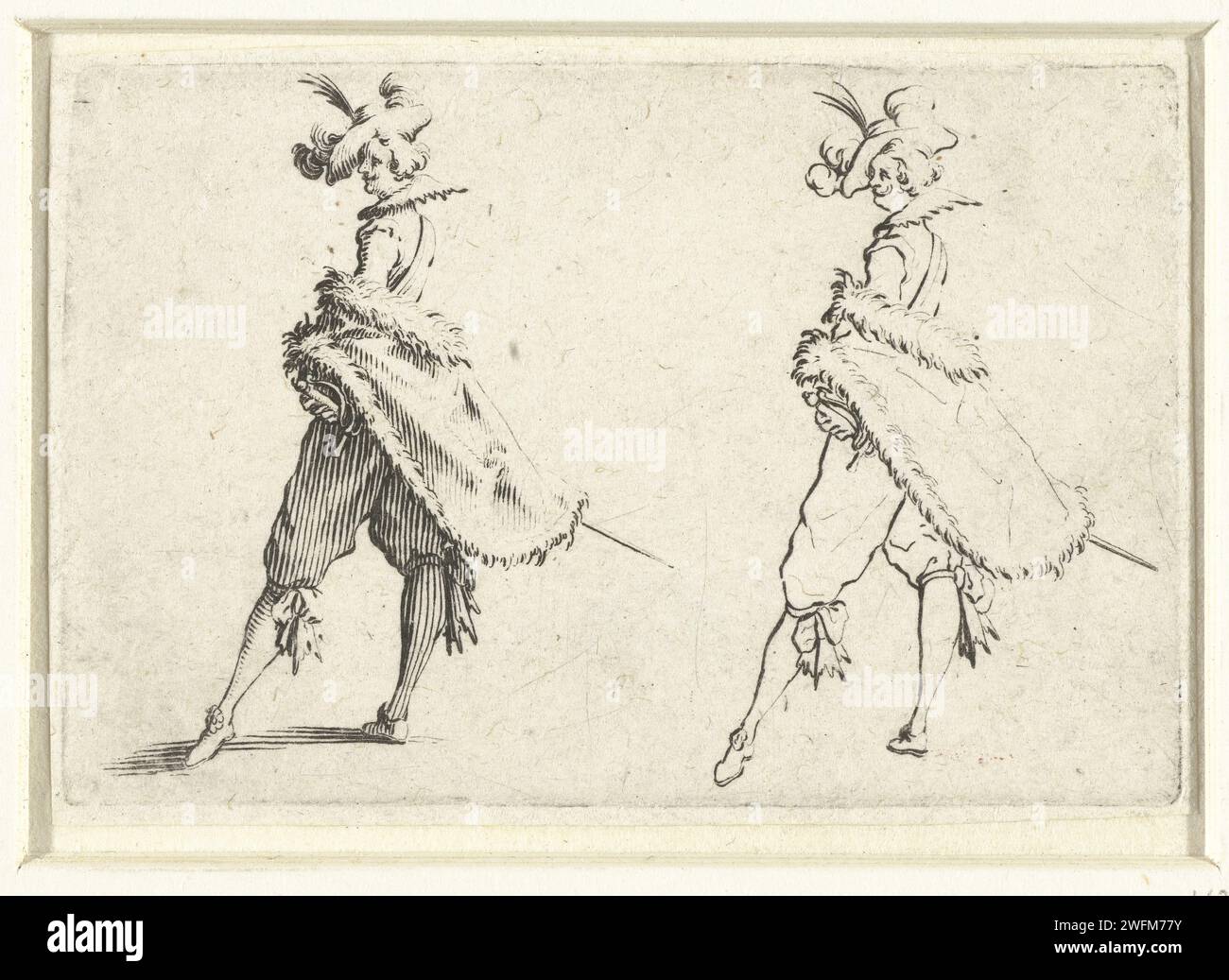 Twice the same man with fur mantle and sword, seen on the left, Jacques ...
