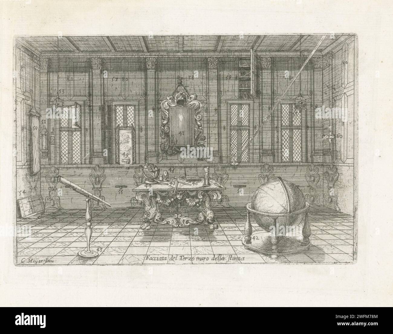 Third wall of a room with various functions, Anonymous, After Cornelis ...