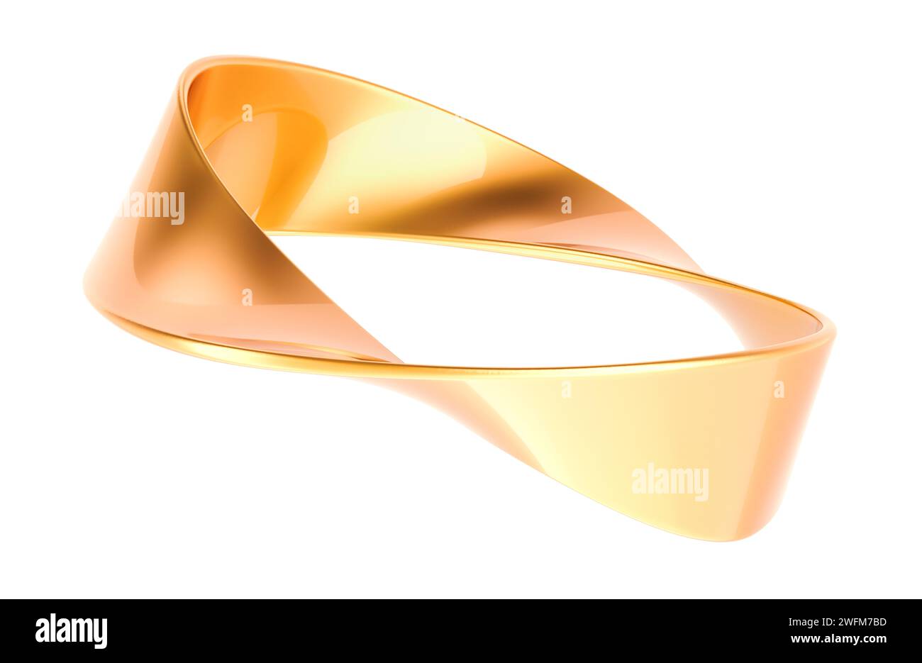 Golden Moebius Strip, 3D rendering isolated on white background Stock ...