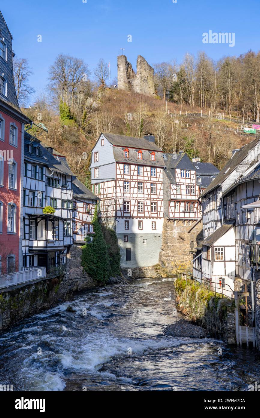 Monschau, Old Town, Eifel, Red House, River Rur, NRW, Germany Stock ...