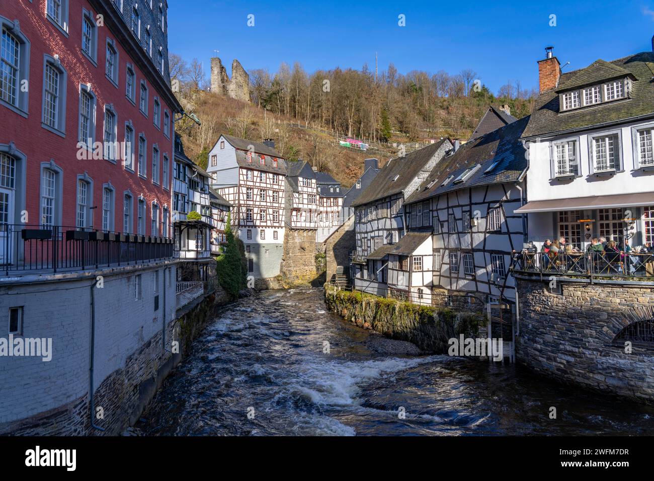 Monschau, Old Town, Eifel, Red House, River Rur, NRW, Germany Stock ...