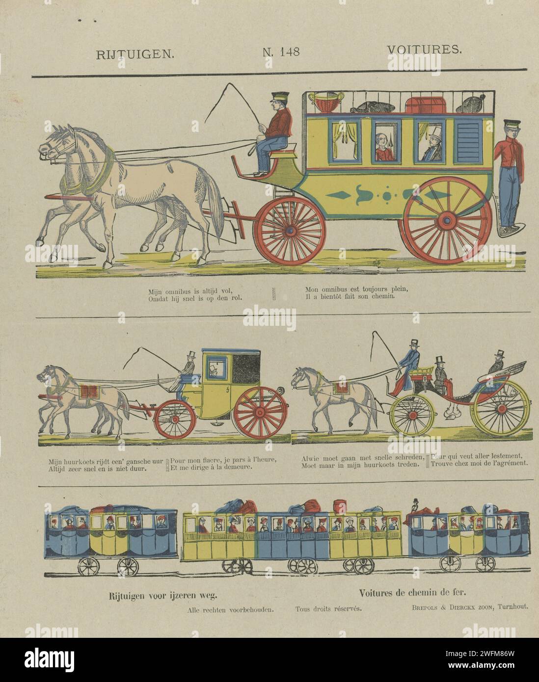 Carriages / Voitures, 1833 - 1911 print Leaf with 3 horizontal rows ...