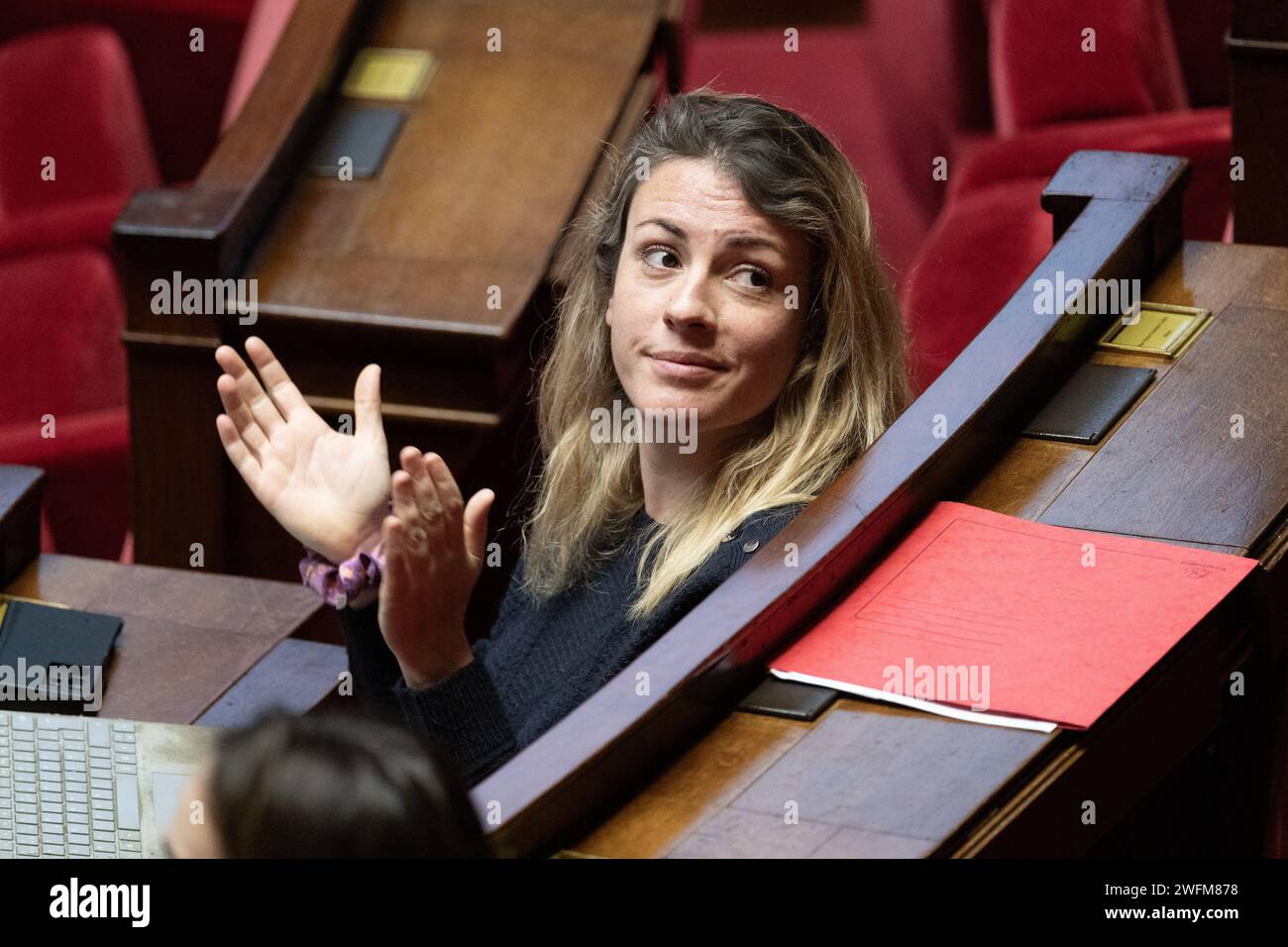 Paris, France. 07th Nov, 2022. Deputy, Marie Pochon attends a session ...