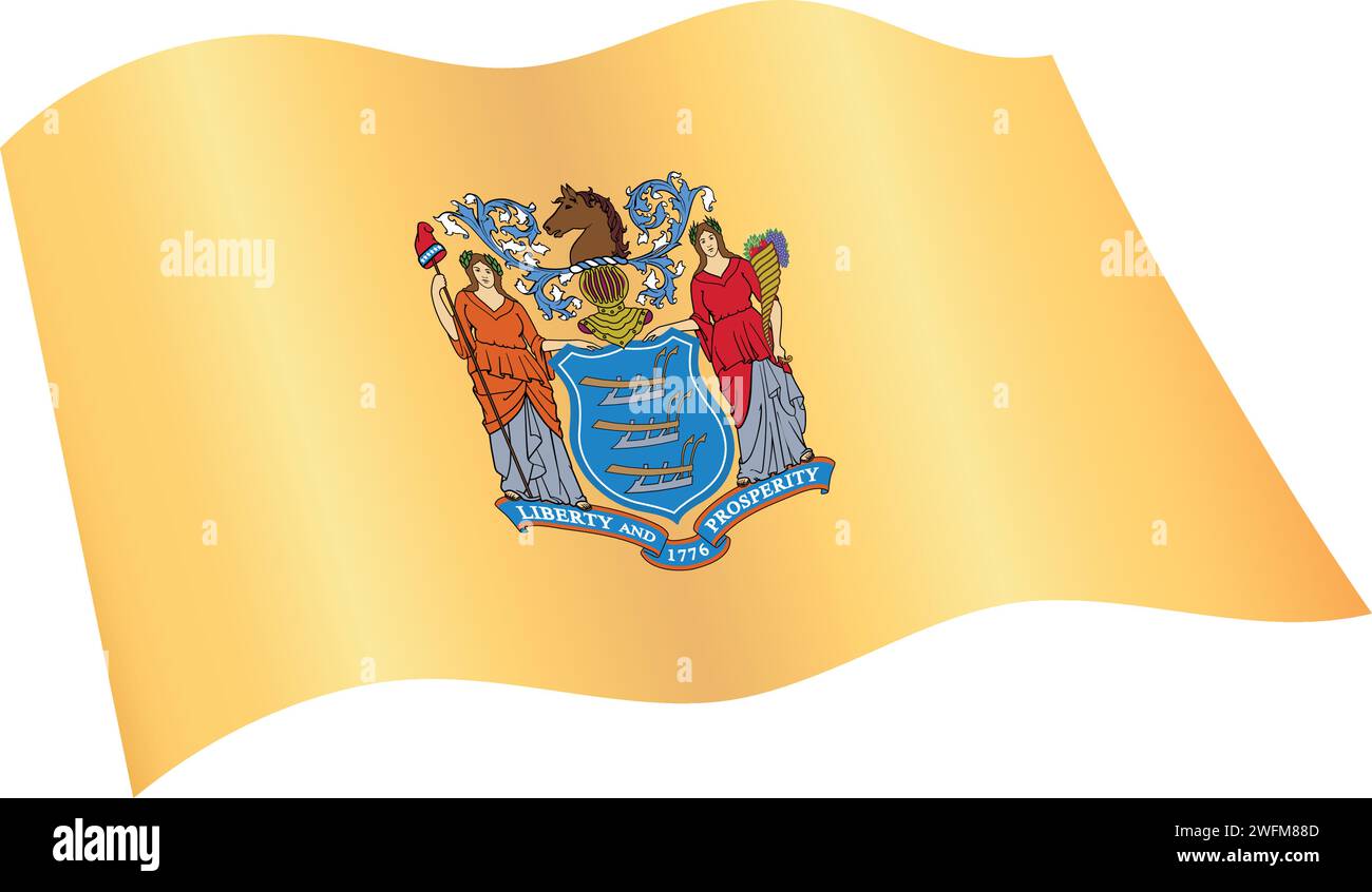accurate correct new jersey nj state flag flying waving flowing vector ...