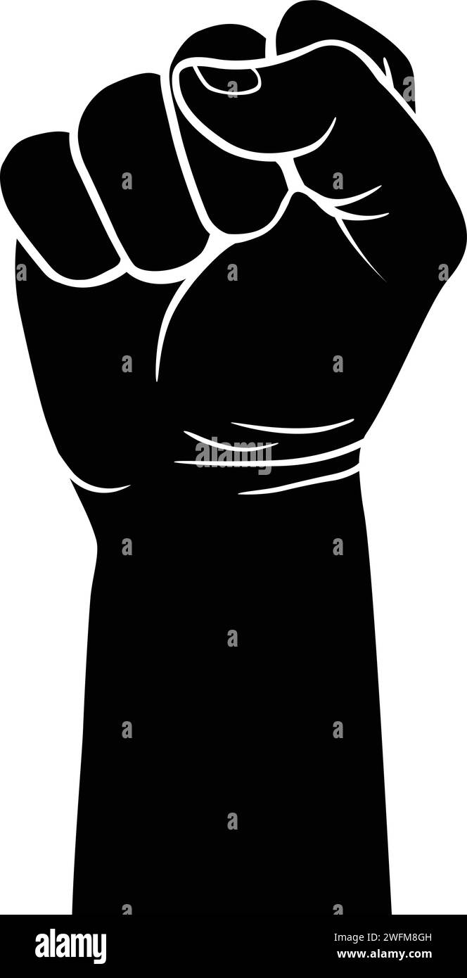 raised punching fist black silhouette african illustration vector ...