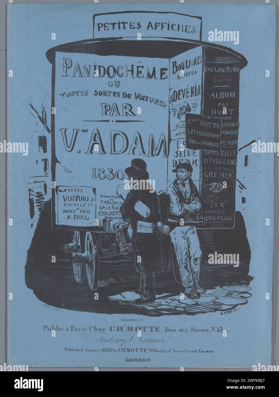 Cover for twelve prints with all kinds of vehicles, Victor Adam, 1830 ...