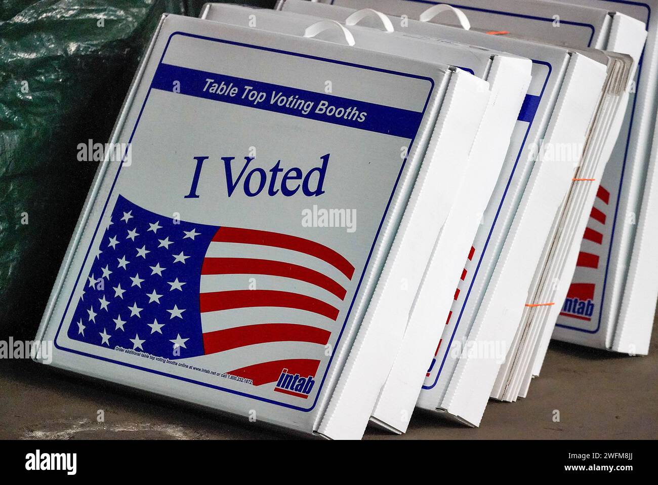 FILE - Table top voting booths are stored at the Allegheny County ...