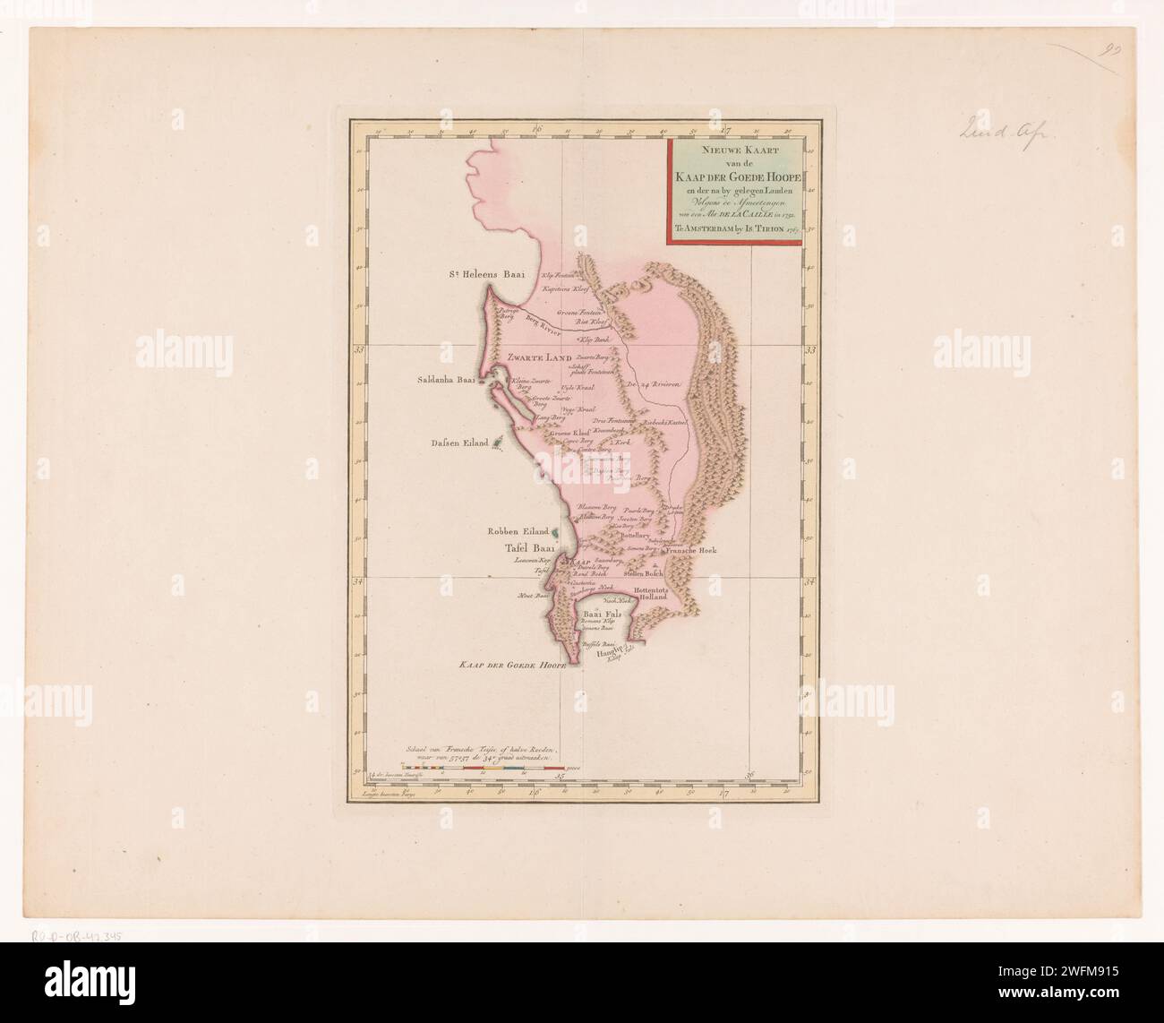 Map of Cape de Goede Hoop, Anonymous, 1763 print Amsterdam paper ...
