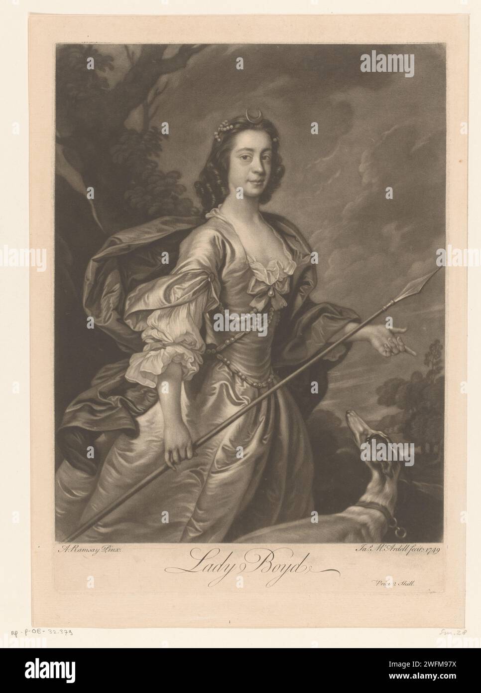 Portrait of Rebecca Lockhart as Diana, James Mcardell, After Allan ...