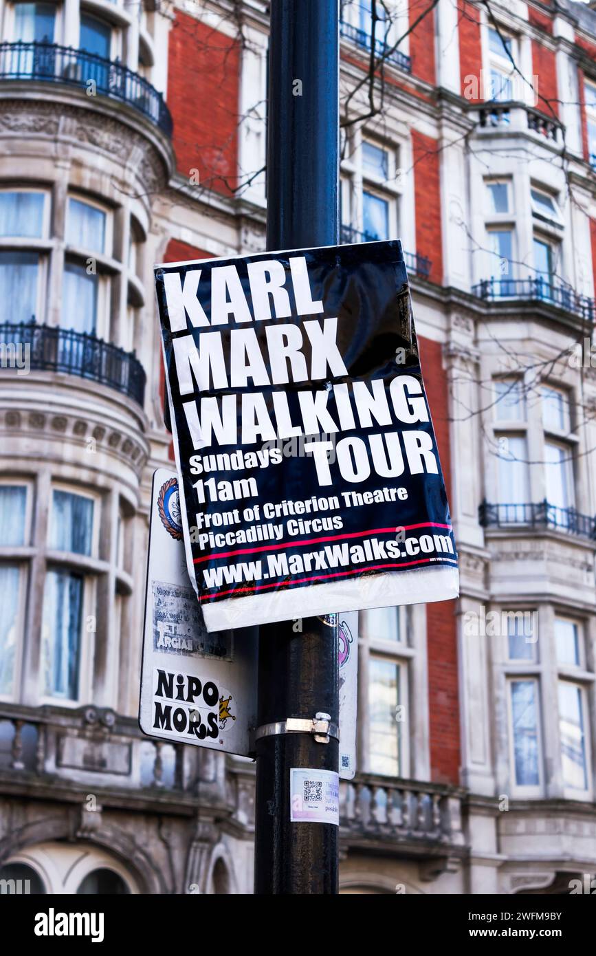 Karl Marx Walking Tour Poster on a Lamp Post outside the British Museum ...