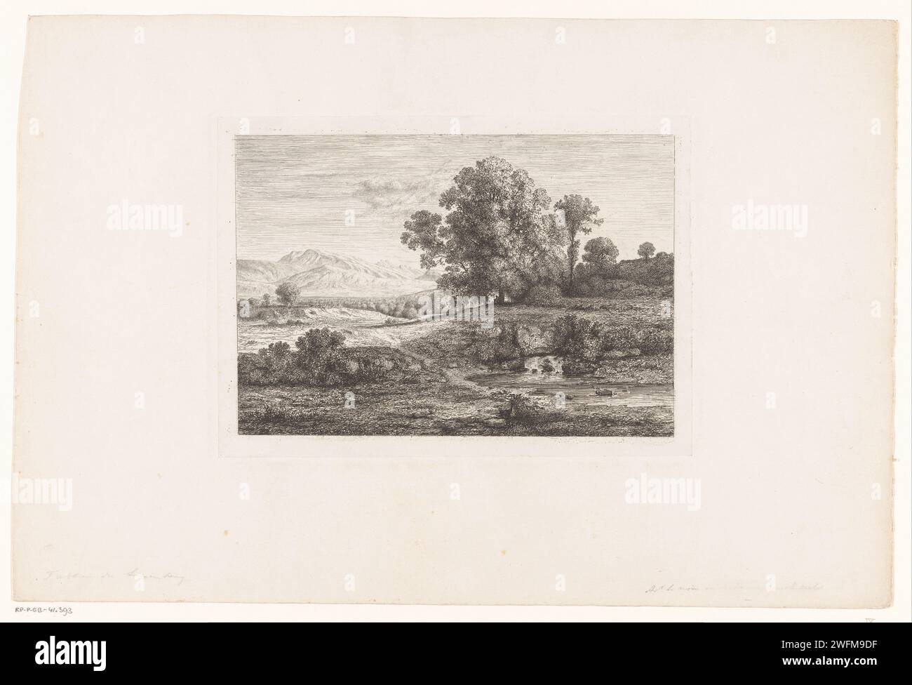 Rolling landscape with a stream, Jean Alexis Achard, 1817 - 1884 print ...