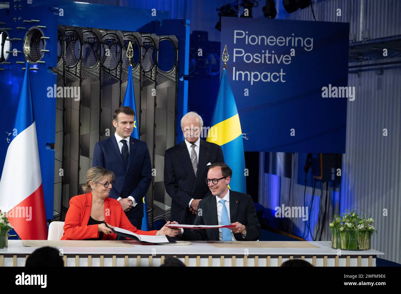 Lund, Sweden. 31st Jan, 2024. French President Emmanuel Macron (2nd, L ...