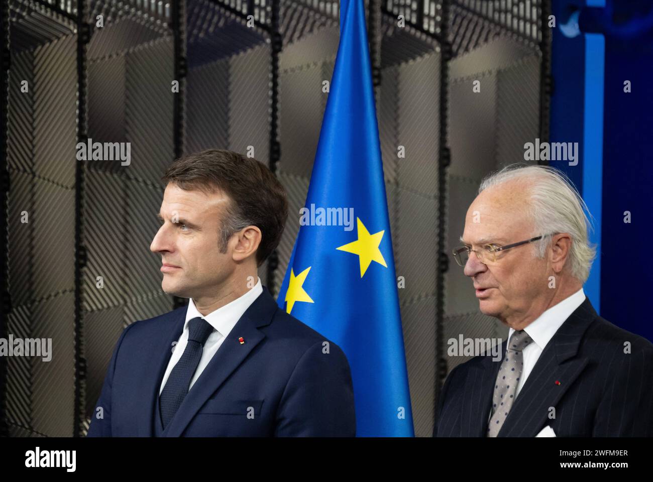 Lund, Sweden. 31st Jan, 2024. French president Emmanuel Macron and King ...