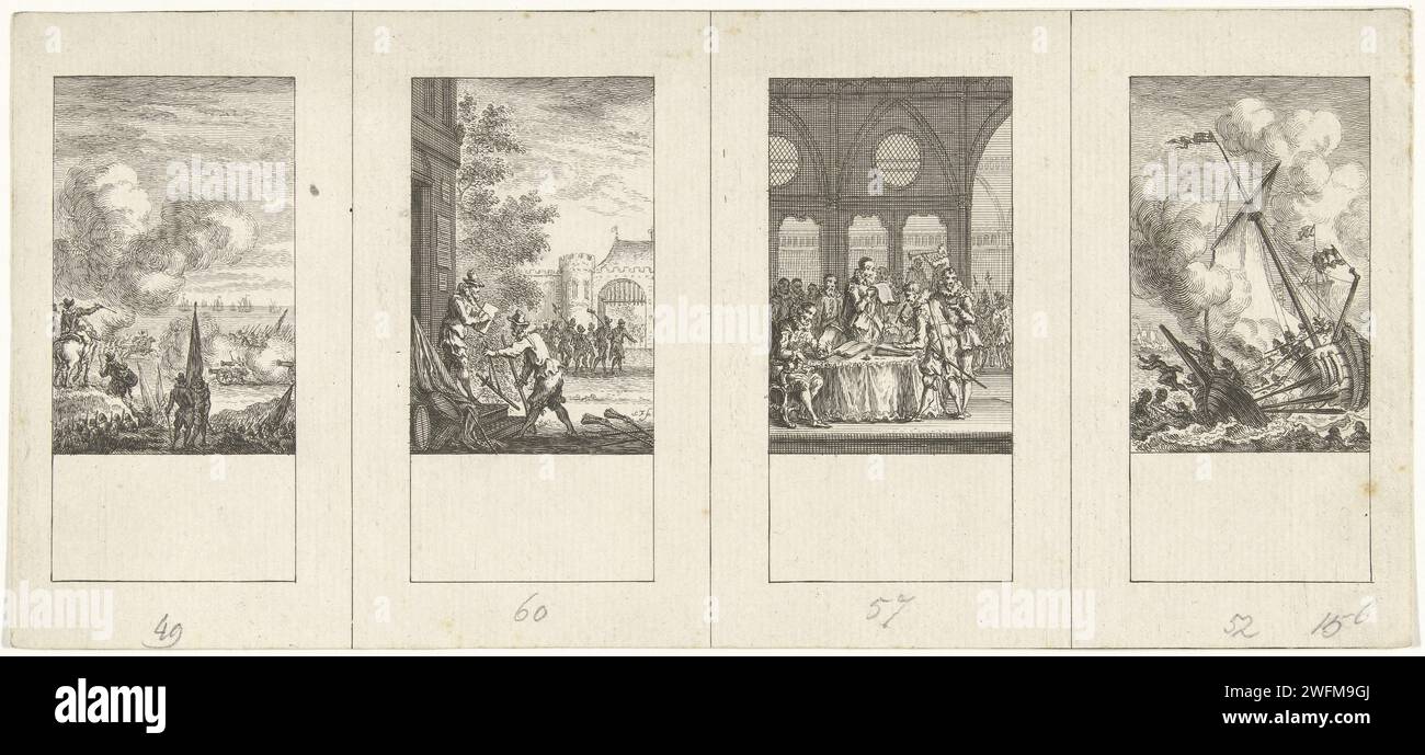 Four episodes from national history, Simon Fokke, 1722 - 1784 print ...