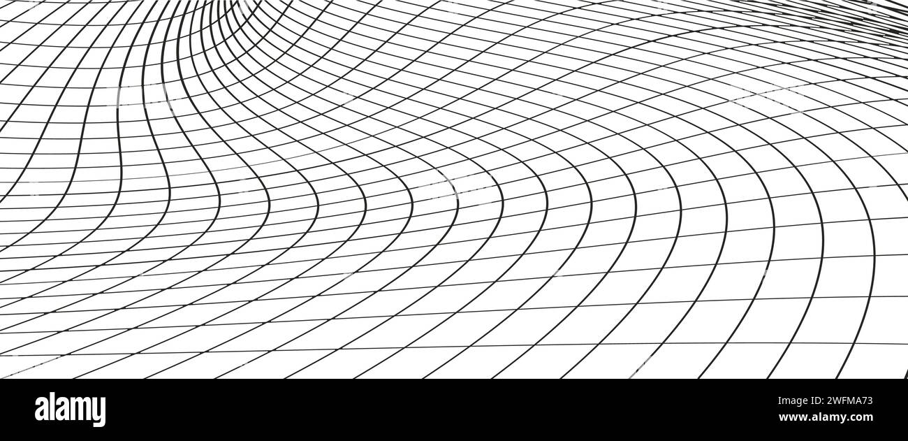 Black distorted grid horizontal background vector illustration Stock ...