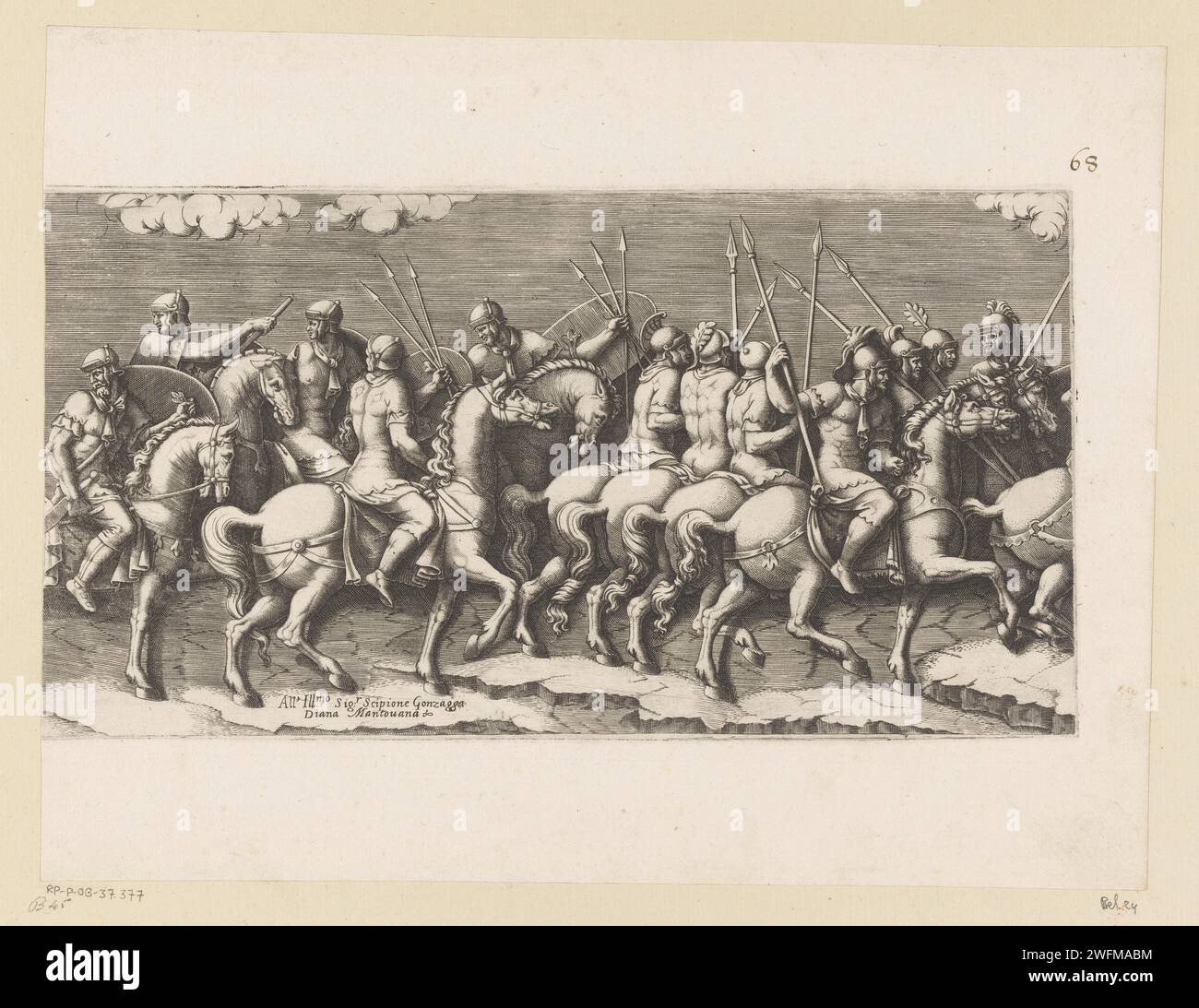 Parade of armed riders (middle part), Diana Mantuana, after Giulio ...