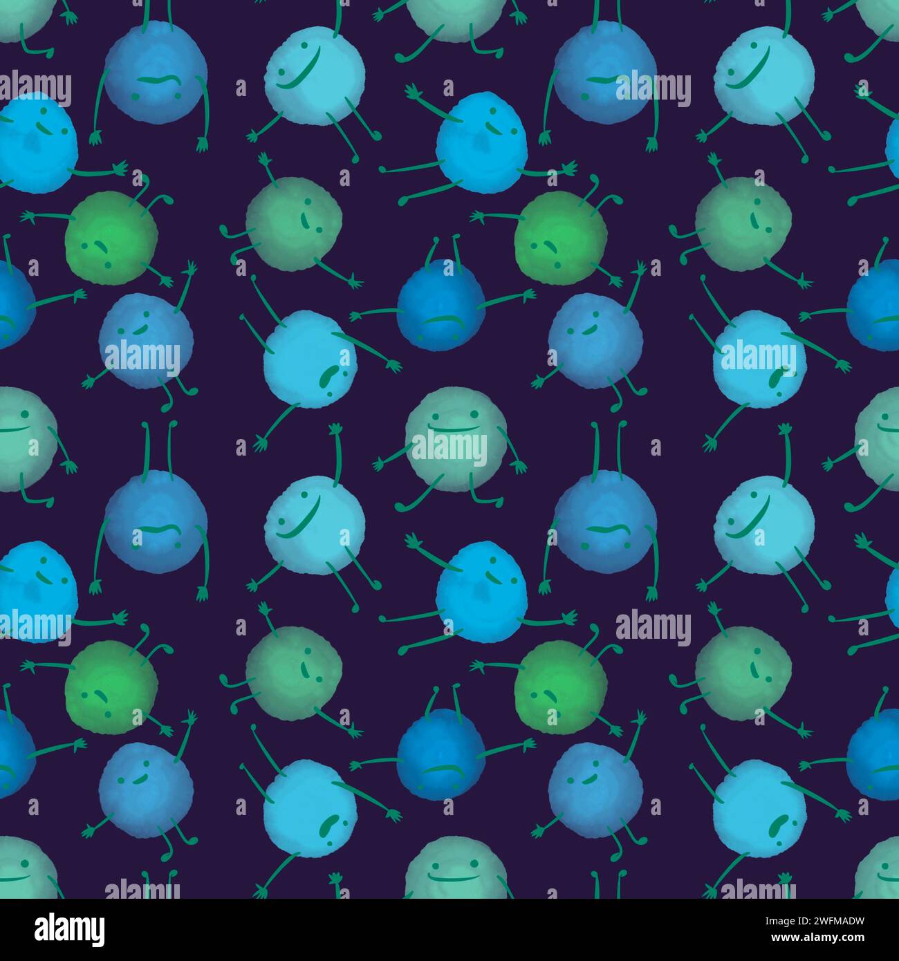 Cartoon monsters watercolor spots seamless pattern for wrapping paper ...
